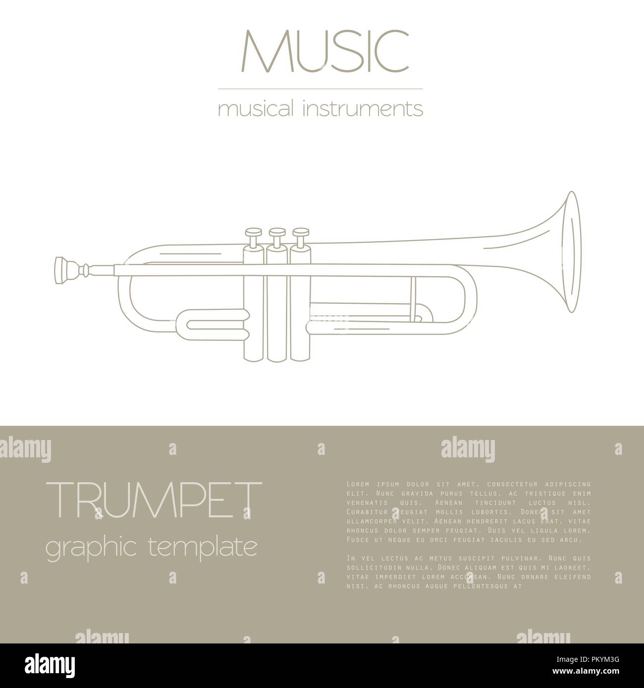Musical instruments graphic template. Trumpet. Vector illustration ...