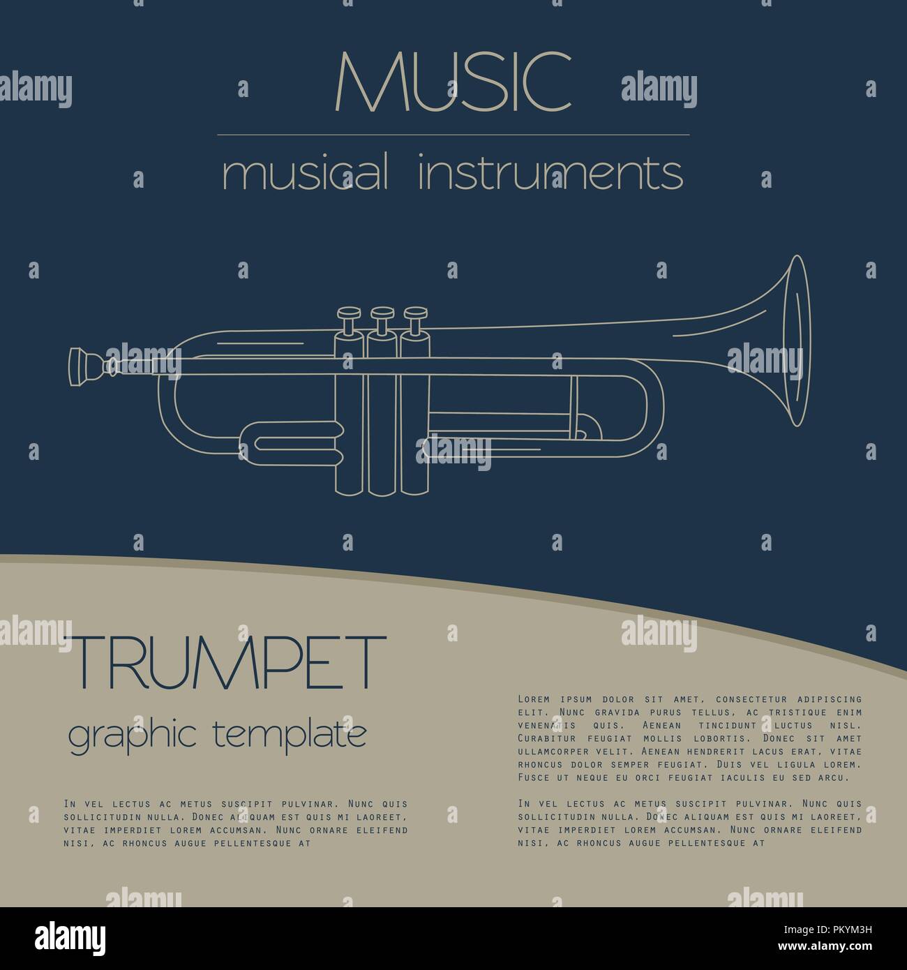 Musical instruments graphic template. Trumpet. Vector illustration ...