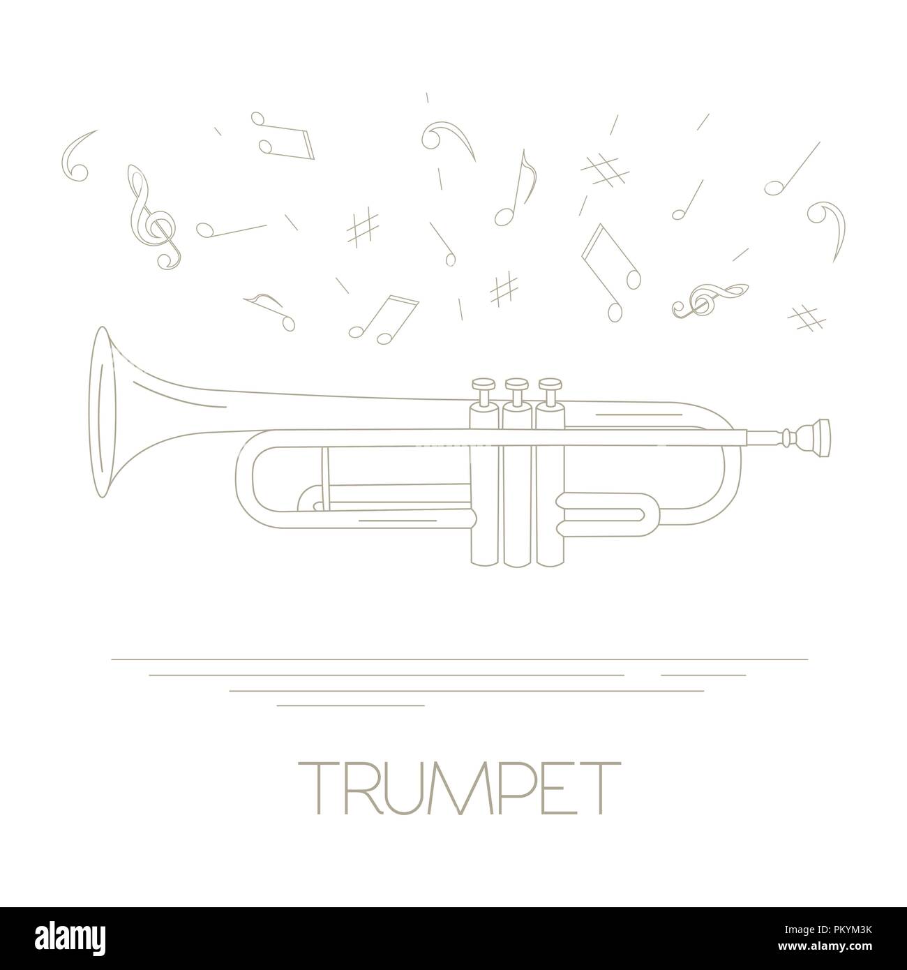 Musical instruments graphic template. Trumpet. Vector illustration ...