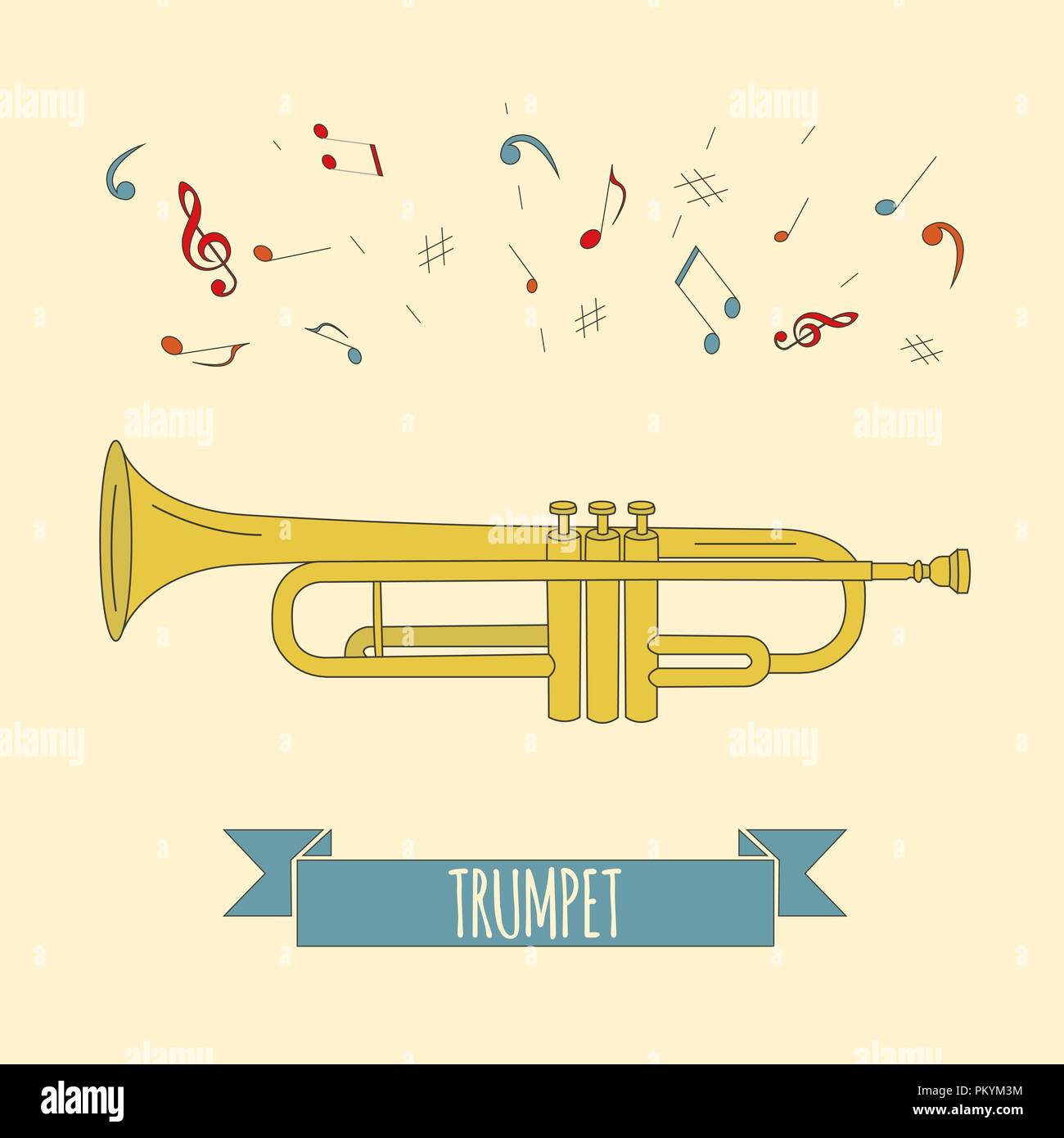 Musical instruments graphic template. Trumpet. Vector illustration ...