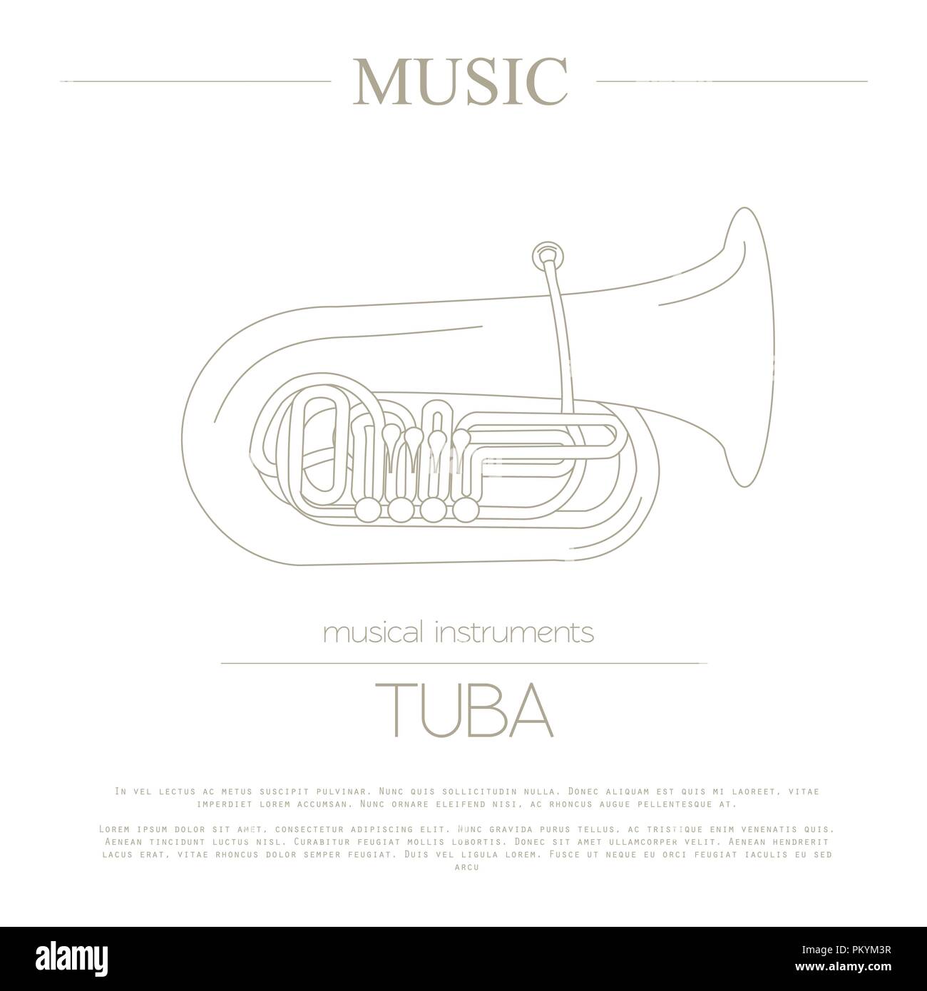 Musical instruments graphic template. Tuba. Vector illustration Stock ...