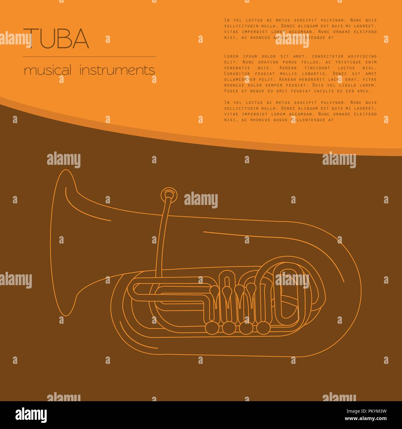 Musical instruments graphic template. Tuba. Vector illustration Stock ...
