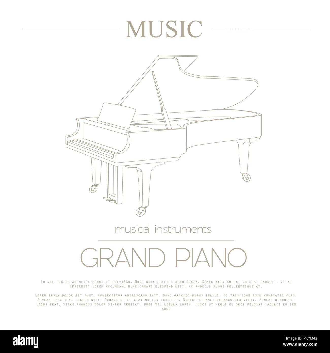 Musical instruments graphic template. Grand piano. Vector illustration ...