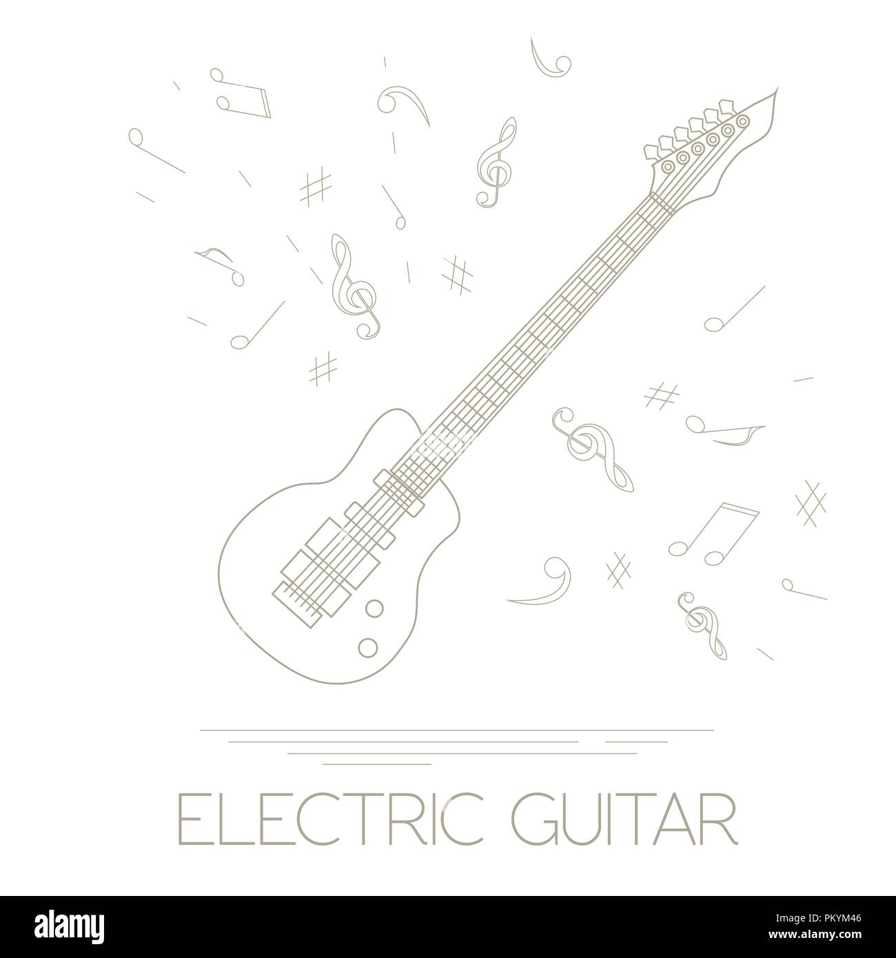 Musical instruments graphic template. Electric guitar. Vector ...