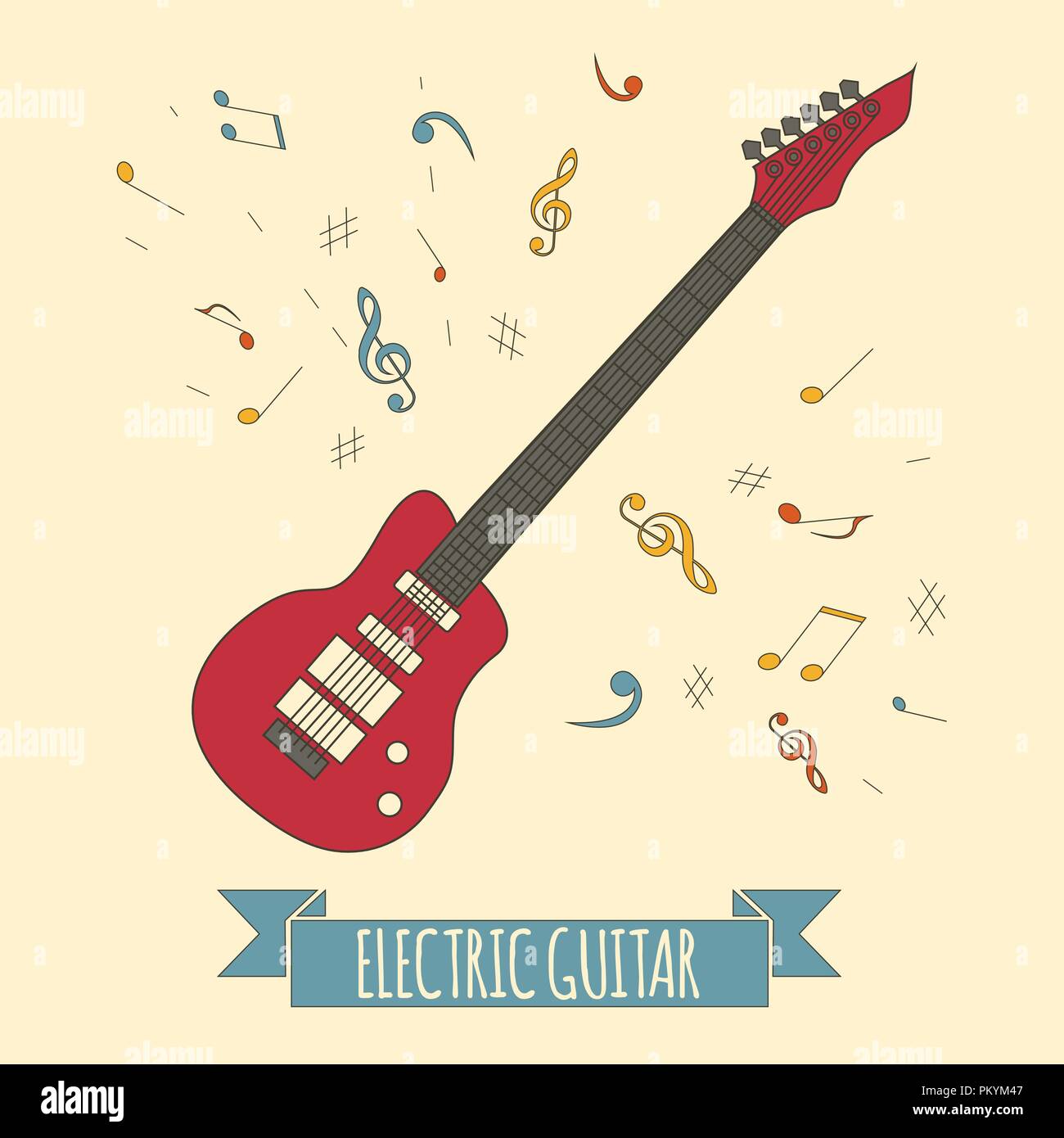 Musical instruments graphic template. Electric guitar. Vector ...