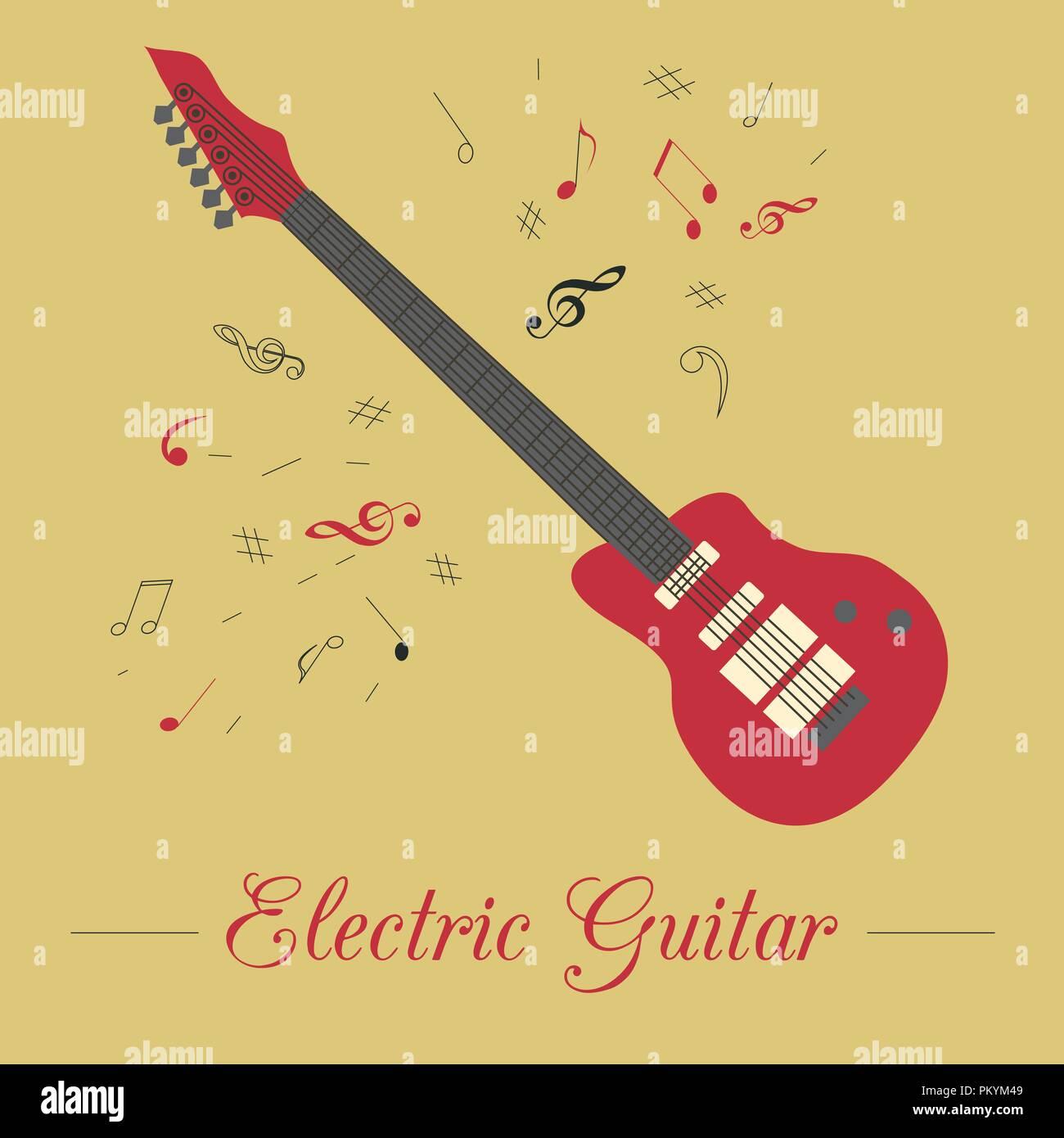 Musical instruments graphic template. Electric guitar. Vector ...