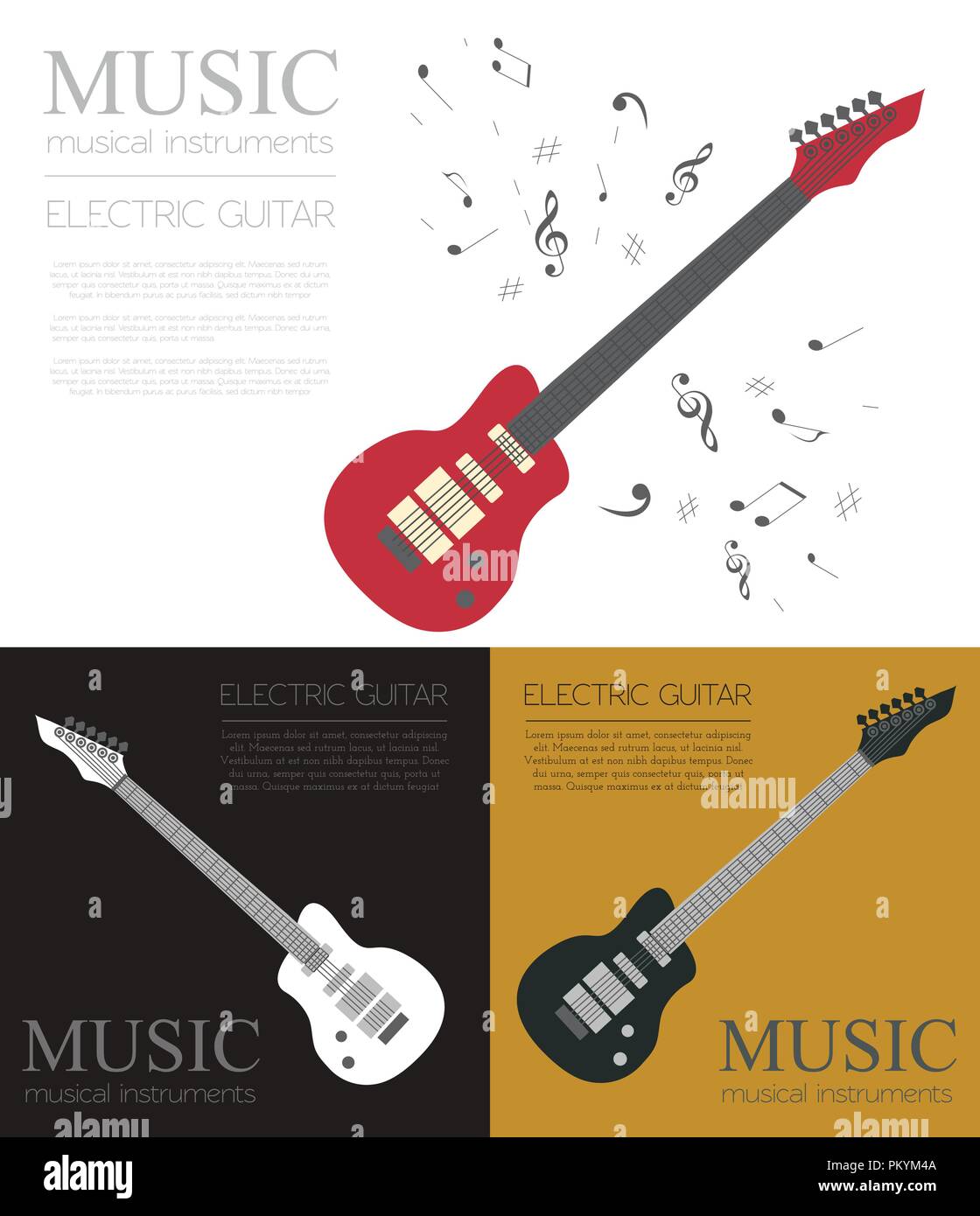 Musical instruments graphic template. Electric guitar. Vector ...
