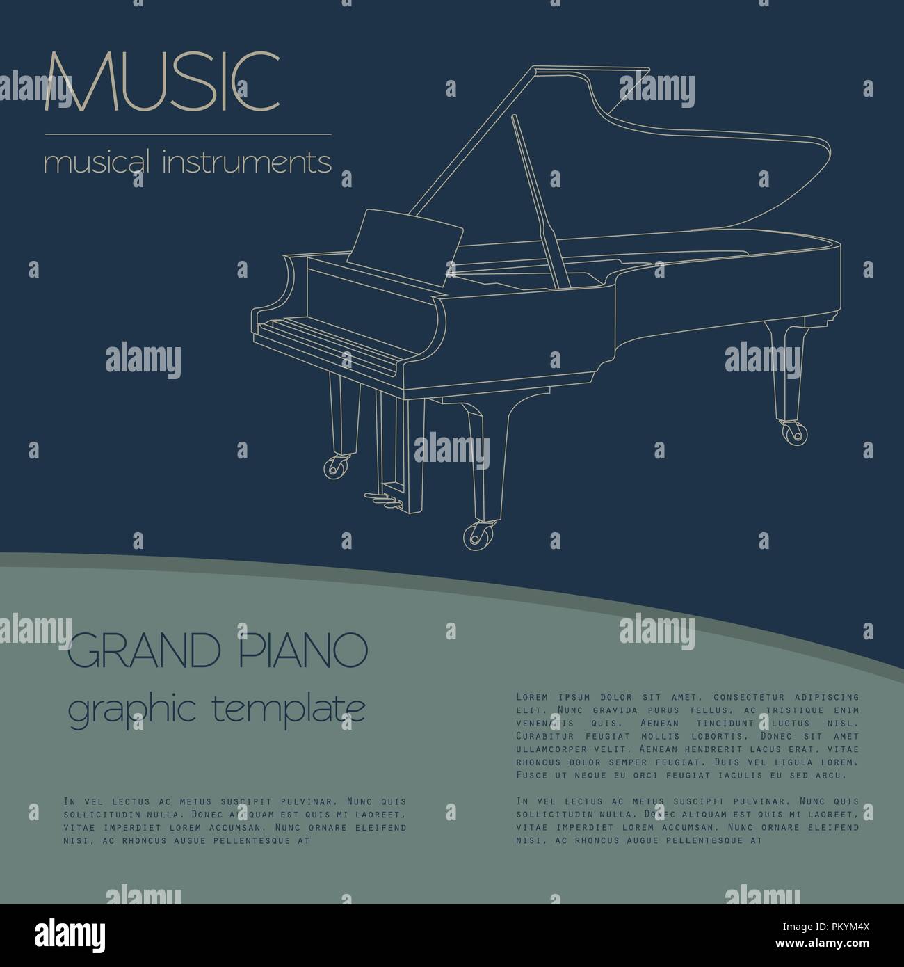 Musical instruments graphic template. Grand piano. Vector illustration ...