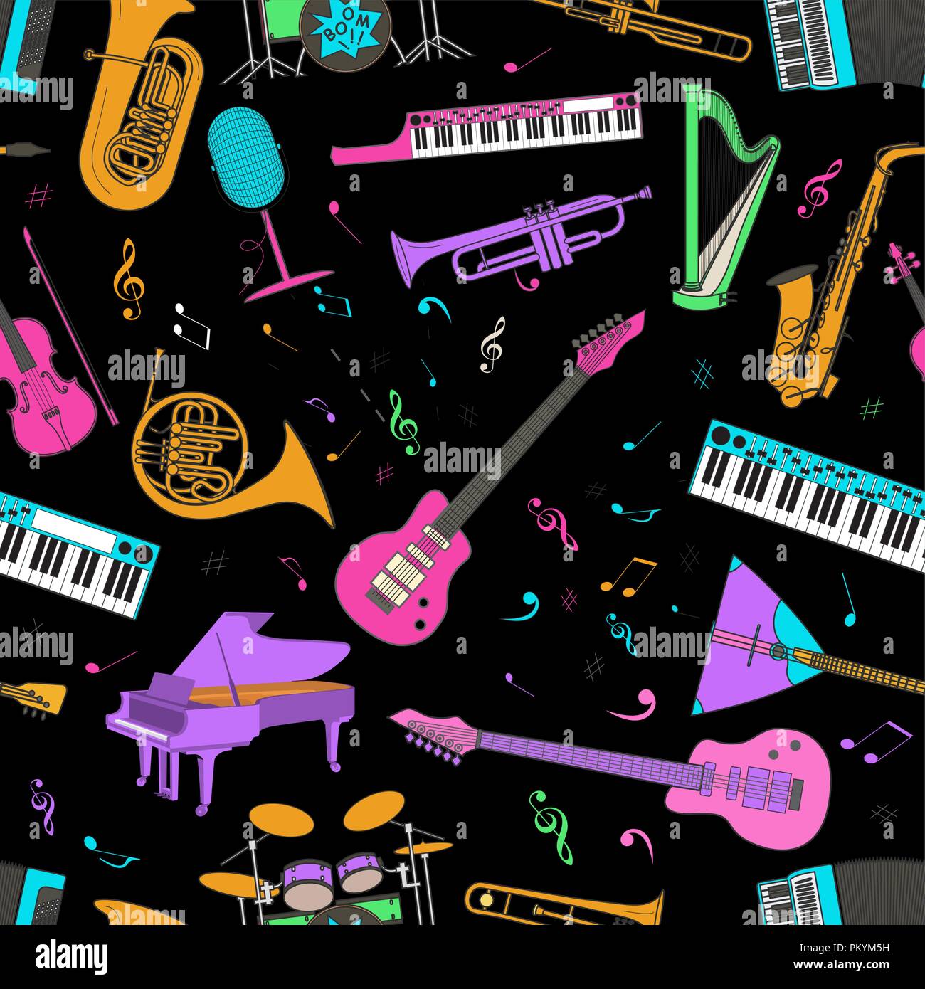 Musical instruments seamless pattern. Vector illustration Stock Vector ...
