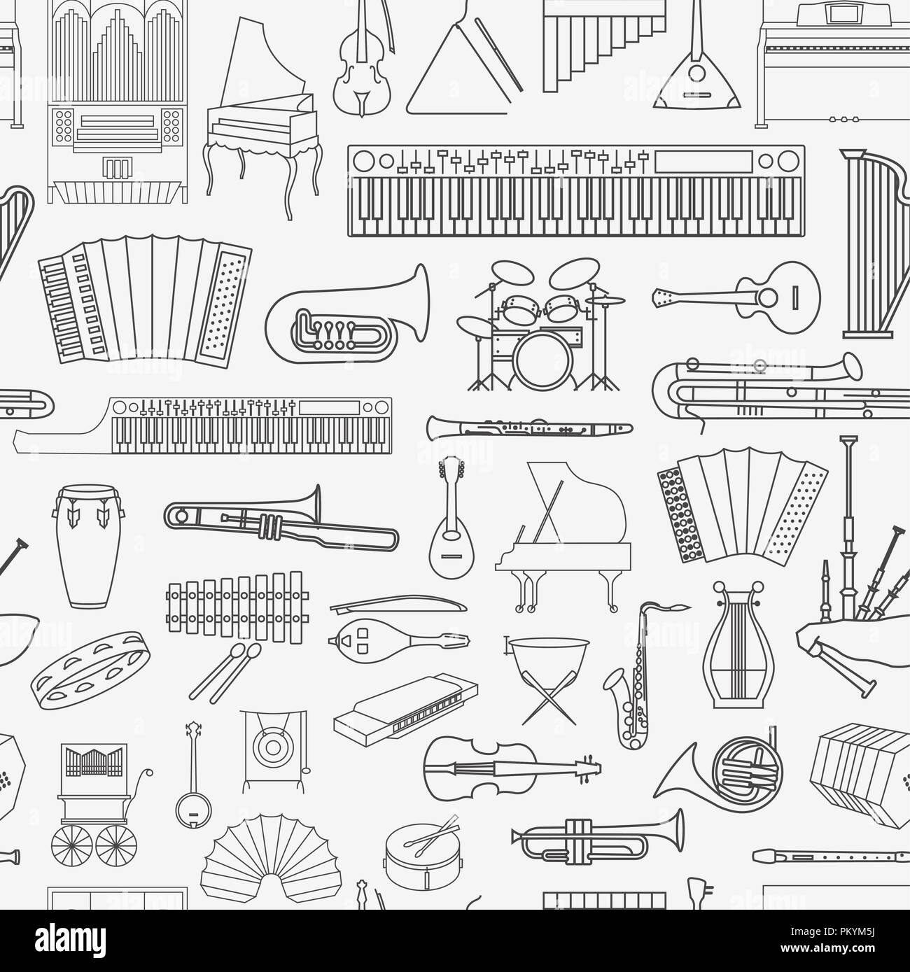 Musical instruments seamless pattern. Vector illustration Stock Vector ...