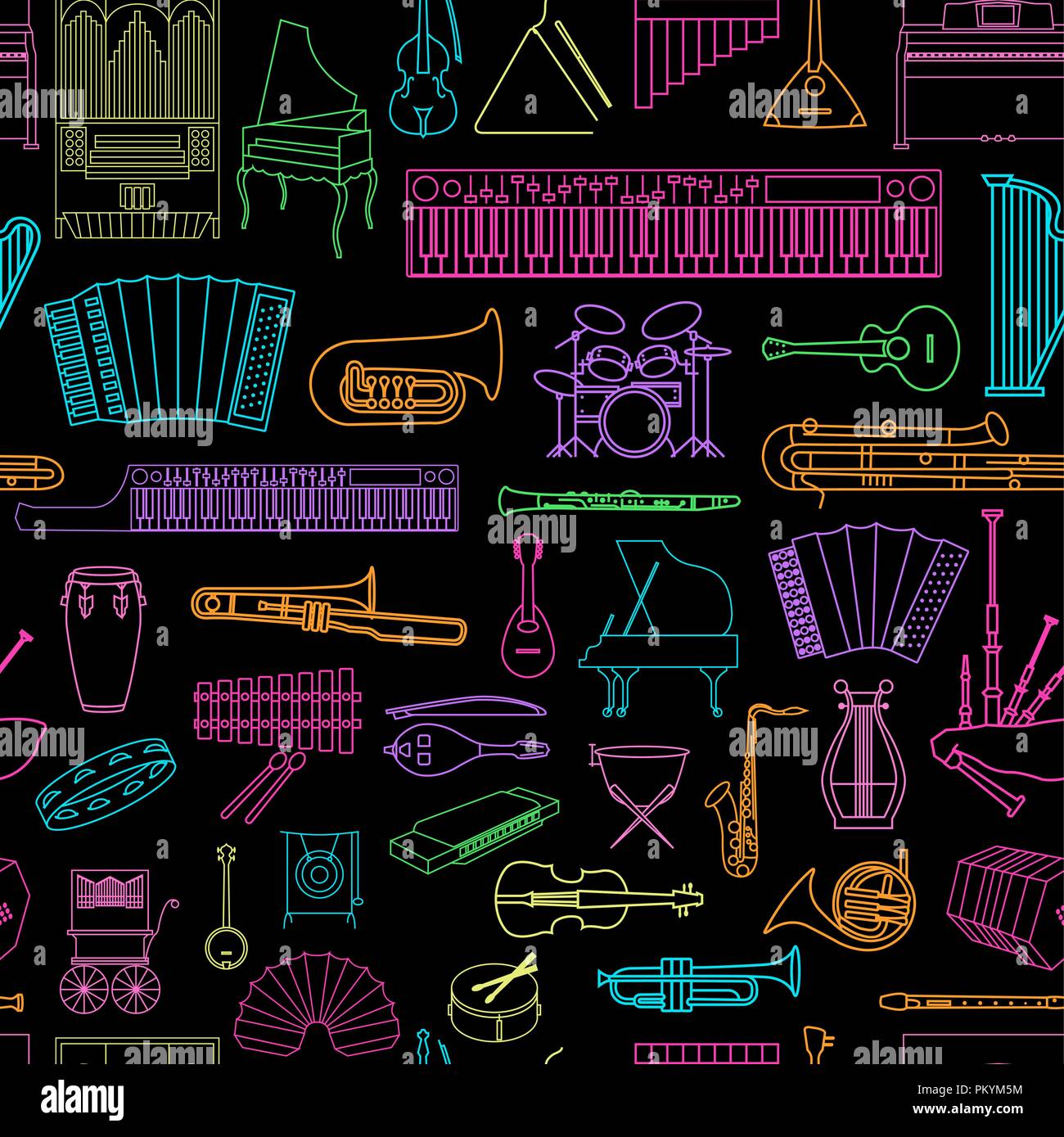 Musical instruments seamless pattern. Vector illustration Stock Vector ...