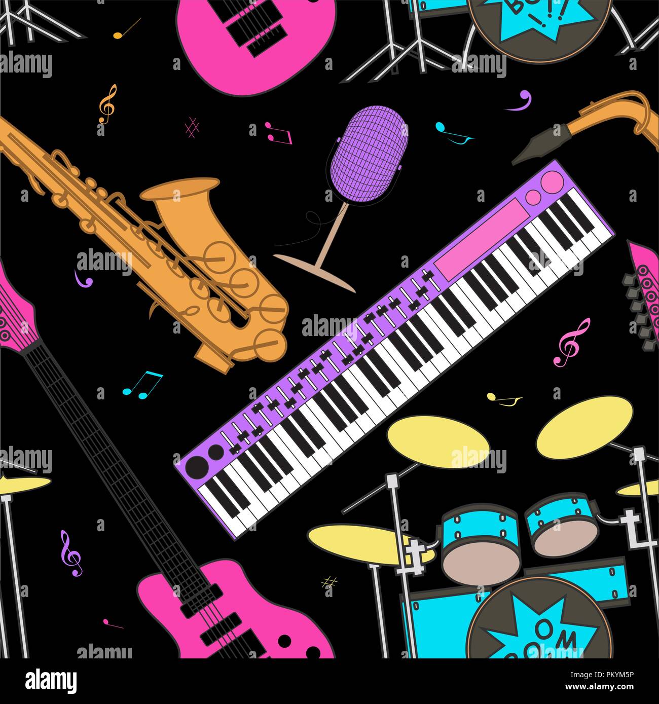 Musical instruments seamless pattern. Vector illustration Stock Vector ...