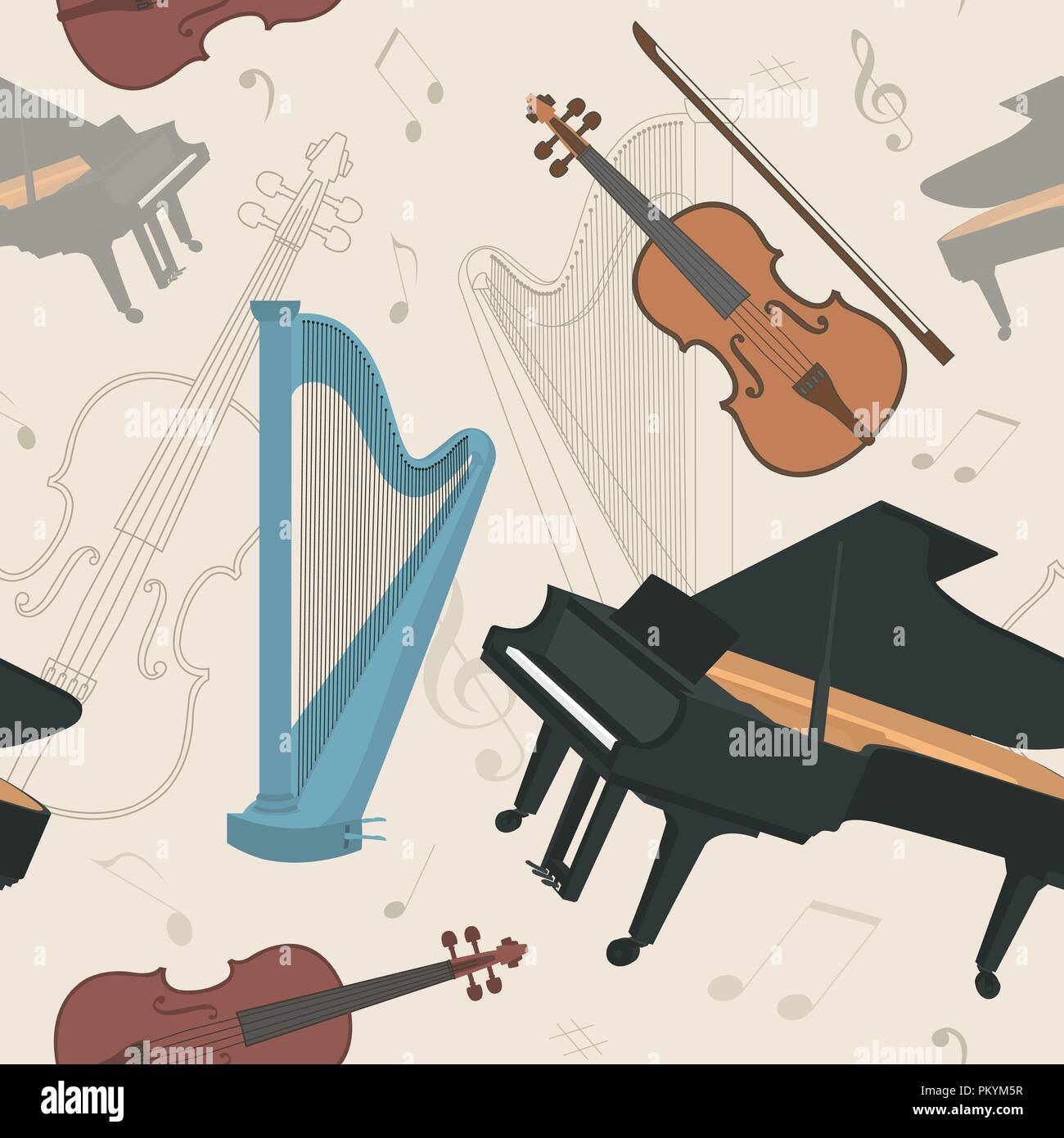 Musical instruments seamless pattern. Vector illustration Stock Vector ...