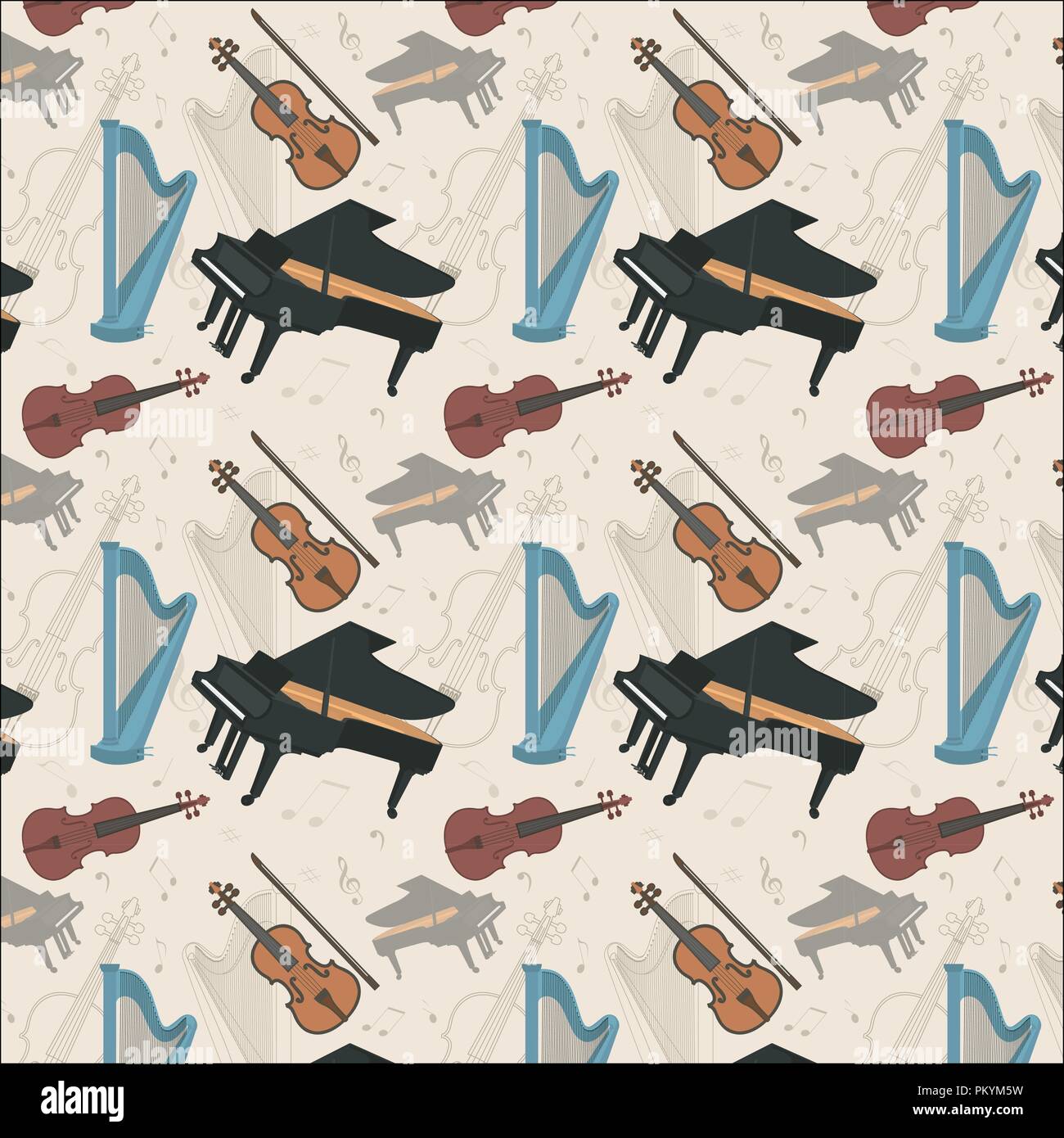 Musical instruments seamless pattern. Vector illustration Stock Vector ...