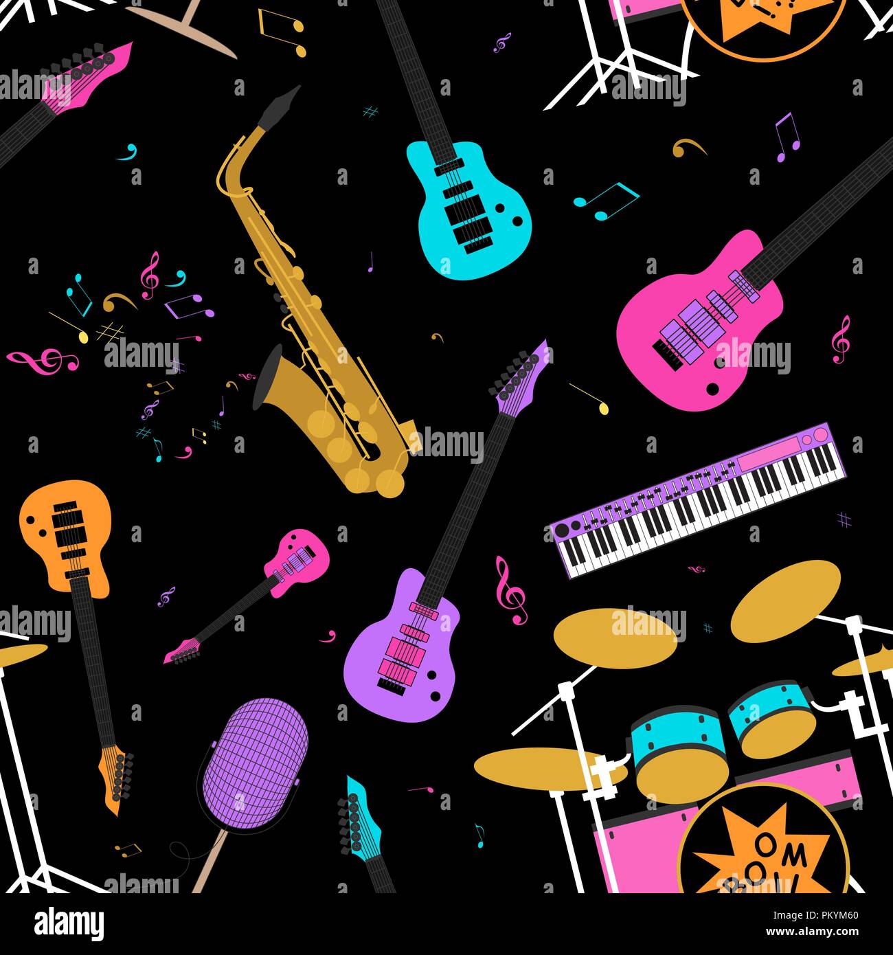 Musical instruments seamless pattern. Vector illustration Stock Vector ...
