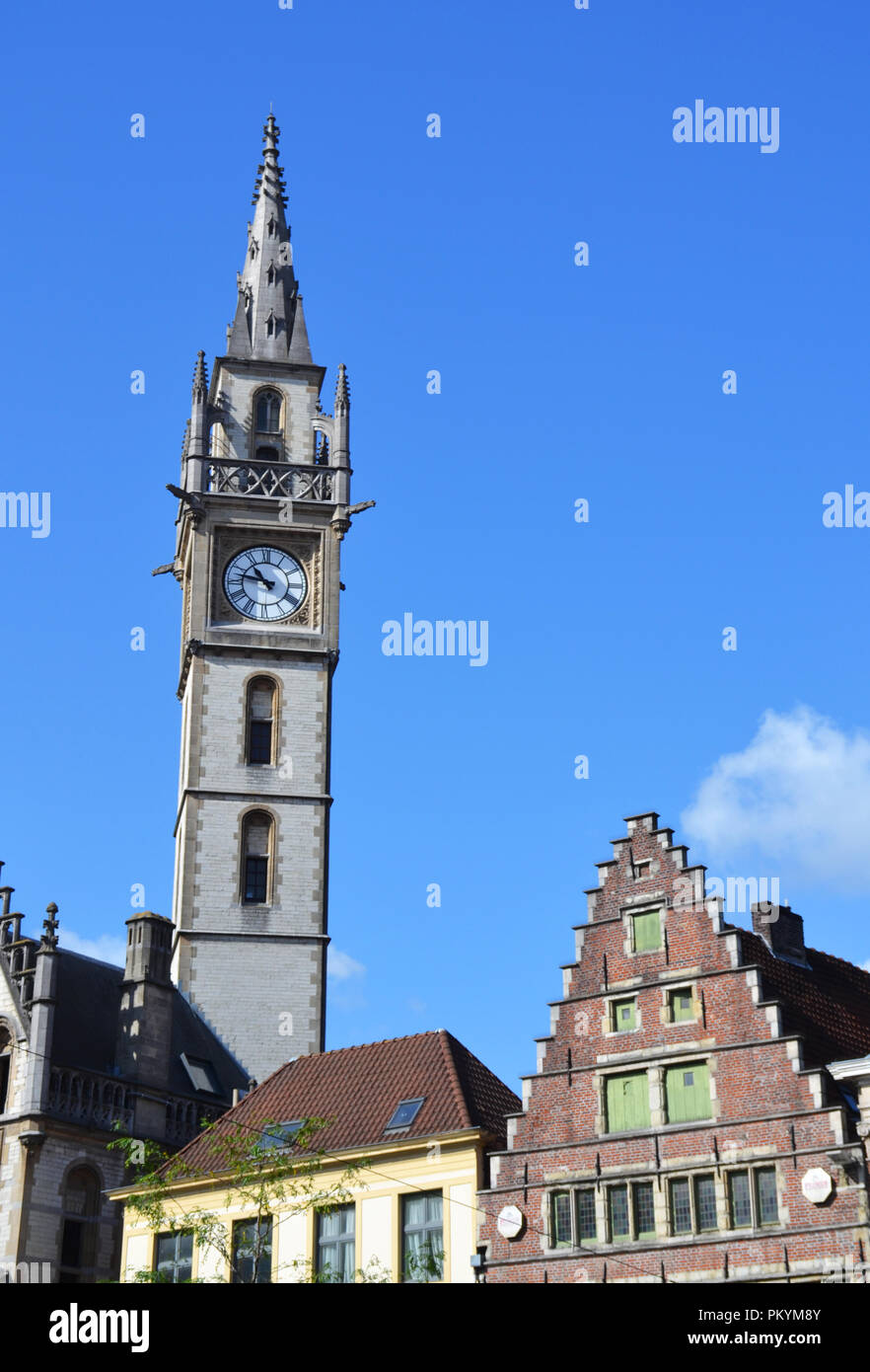 Gent clock tower, Belgium Stock Photo - Alamy
