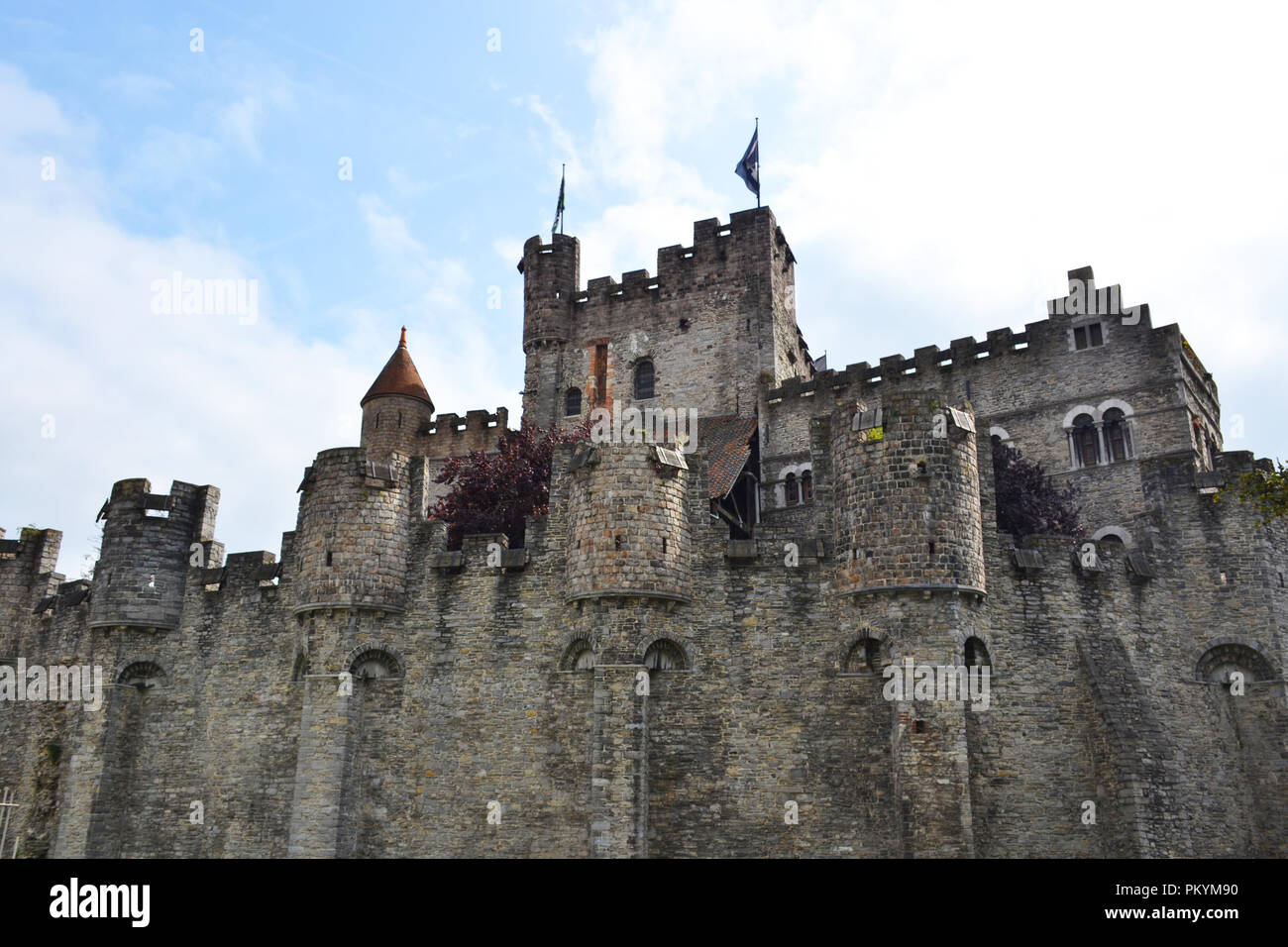 Castle Gravensteen in the old city center of Gent, Belgium Stock Photo ...