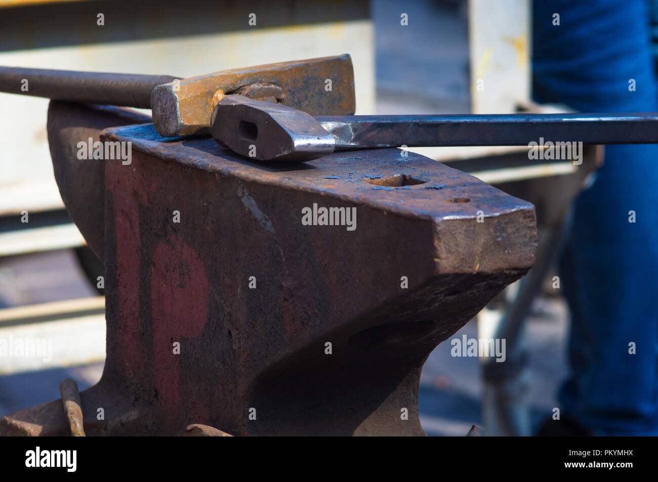 blacksmith tools and fixtures for hand forged metal, close-up Stock ...