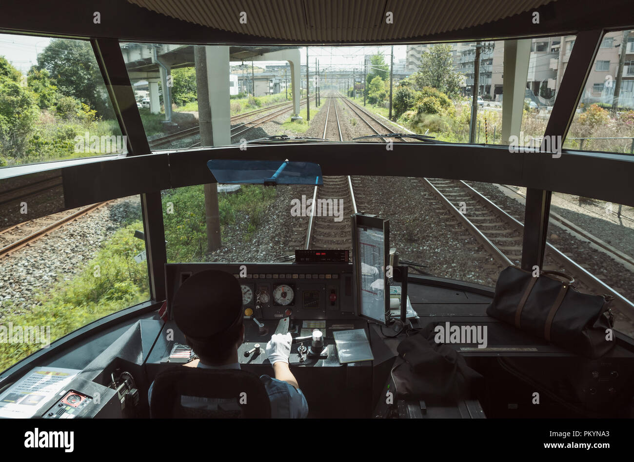 Train engine room view from Japanese train Stock Photo - Alamy