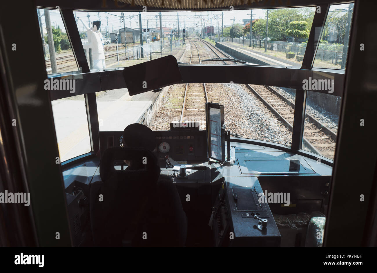 Train engine room view from Japanese train Stock Photo - Alamy