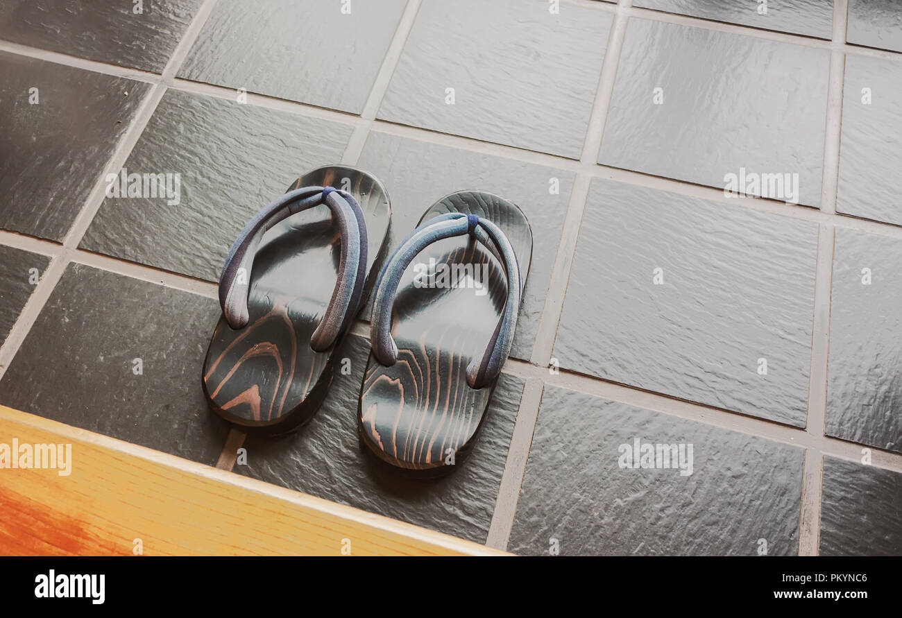 Japanese traditional footwear, Geta with wooden base and fabric straps ...
