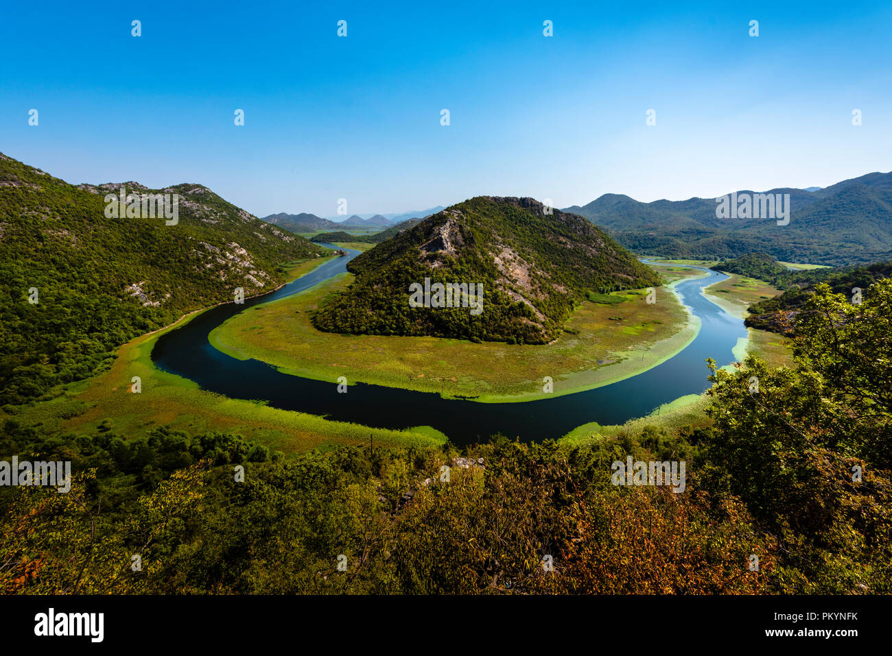 Panorama of Rijeka Crnojevica river loop at Skhadar lake, Montenegro Stock Photo - Alamy