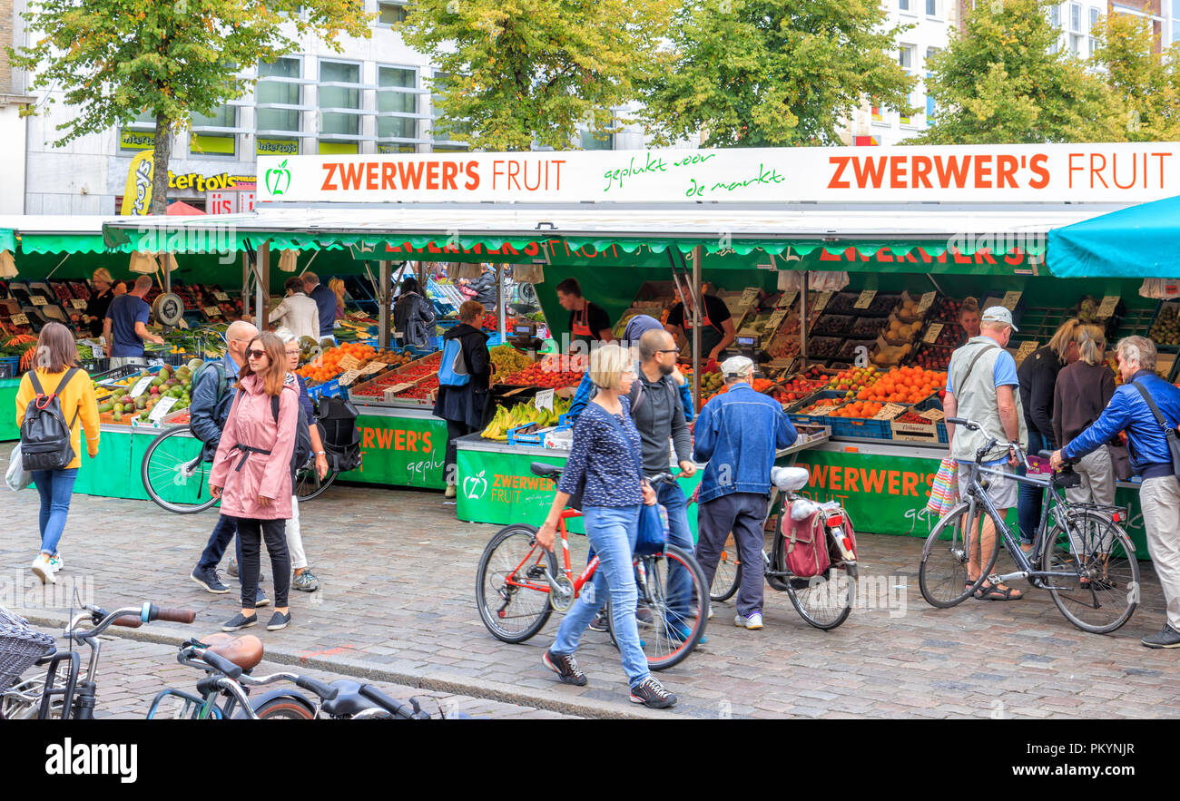 Groningen, Netherlands - August 31, 2018: People At The Market In ...