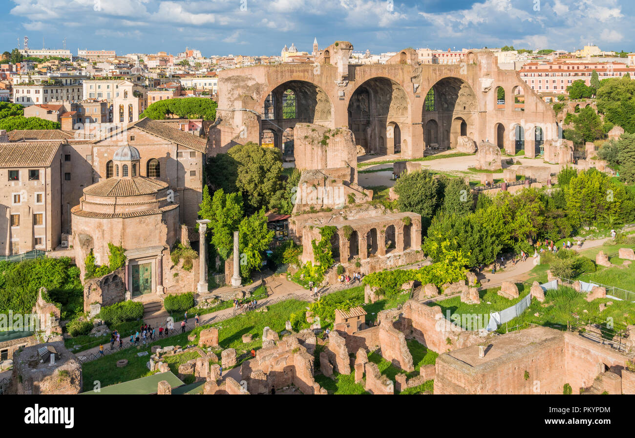 The Basilica of Maxentius and the Temple of Romulus in the roman forum ...