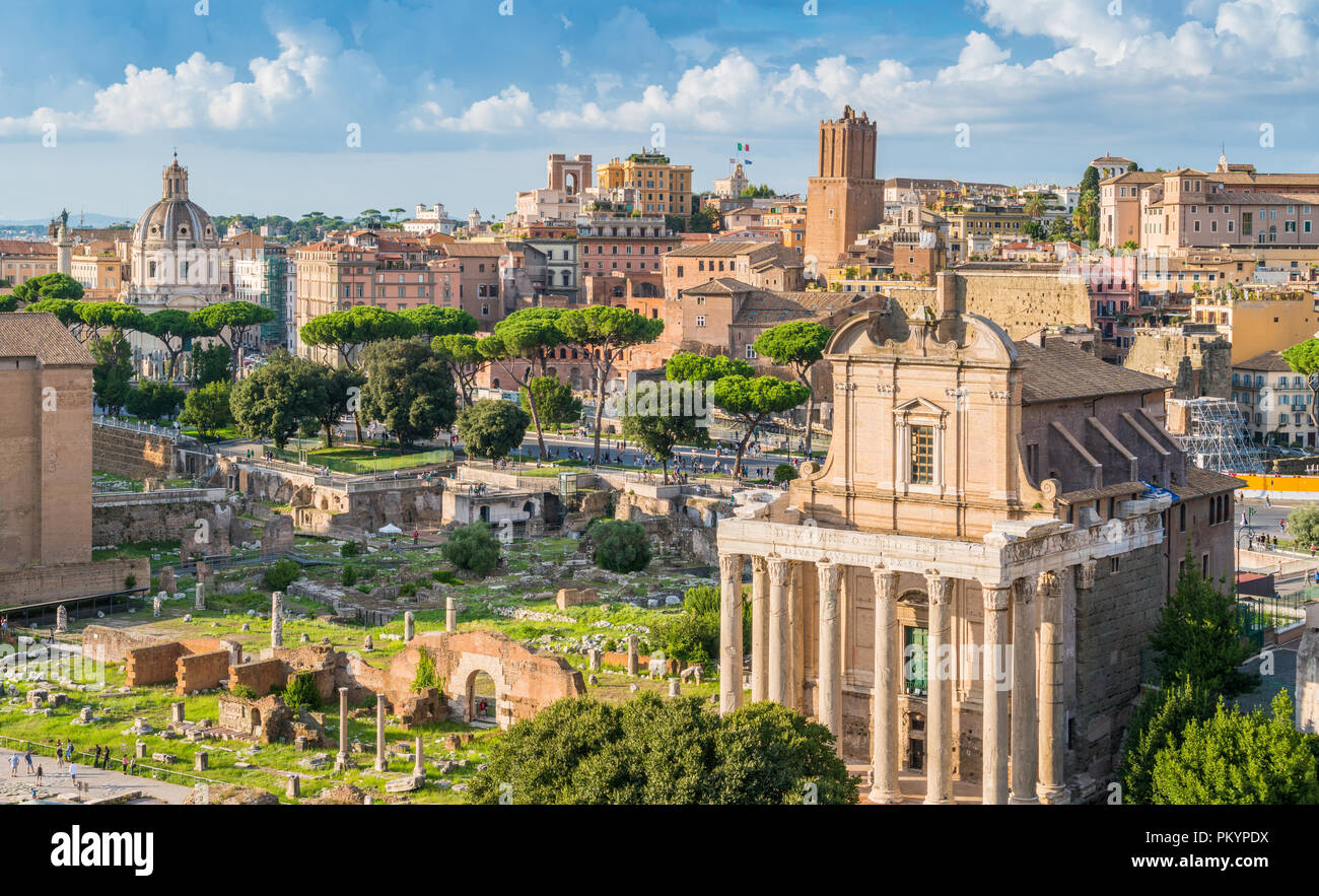 Scenic sight in the Roman Forum, with the Tower of the Militia and the ...