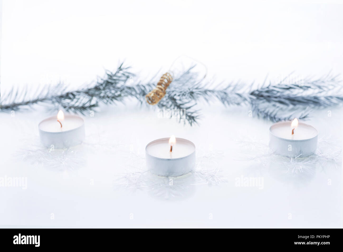 Christmas abstract photo. Some holiday decorations isolated on white ...