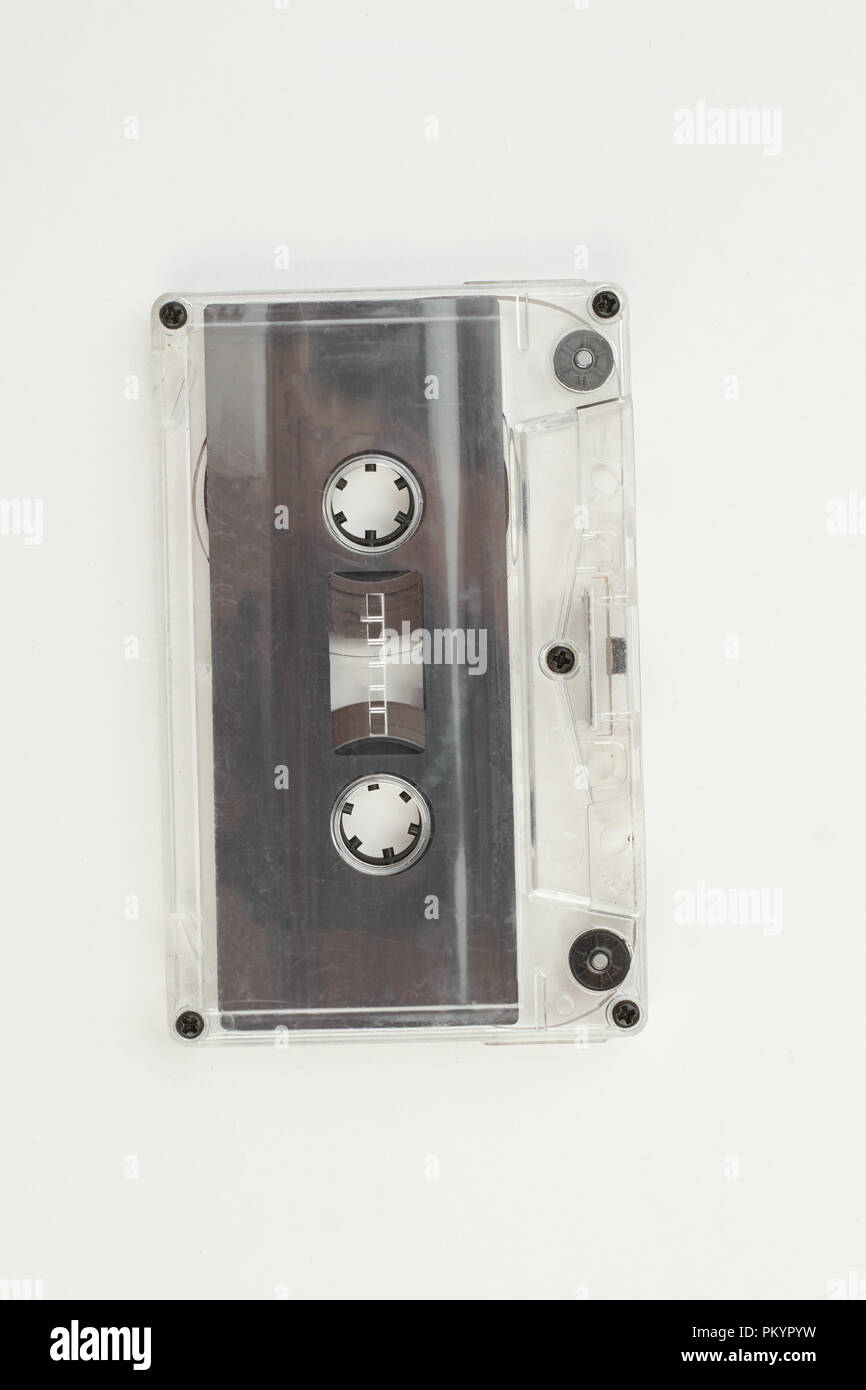 Old cassette tape on white background. Retro audio cassette isolated on ...