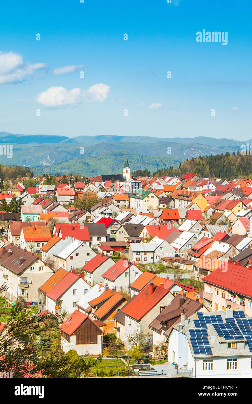 Panoramic view of Croatian town Delnice, Gorski Kotar Stock Photo - Alamy