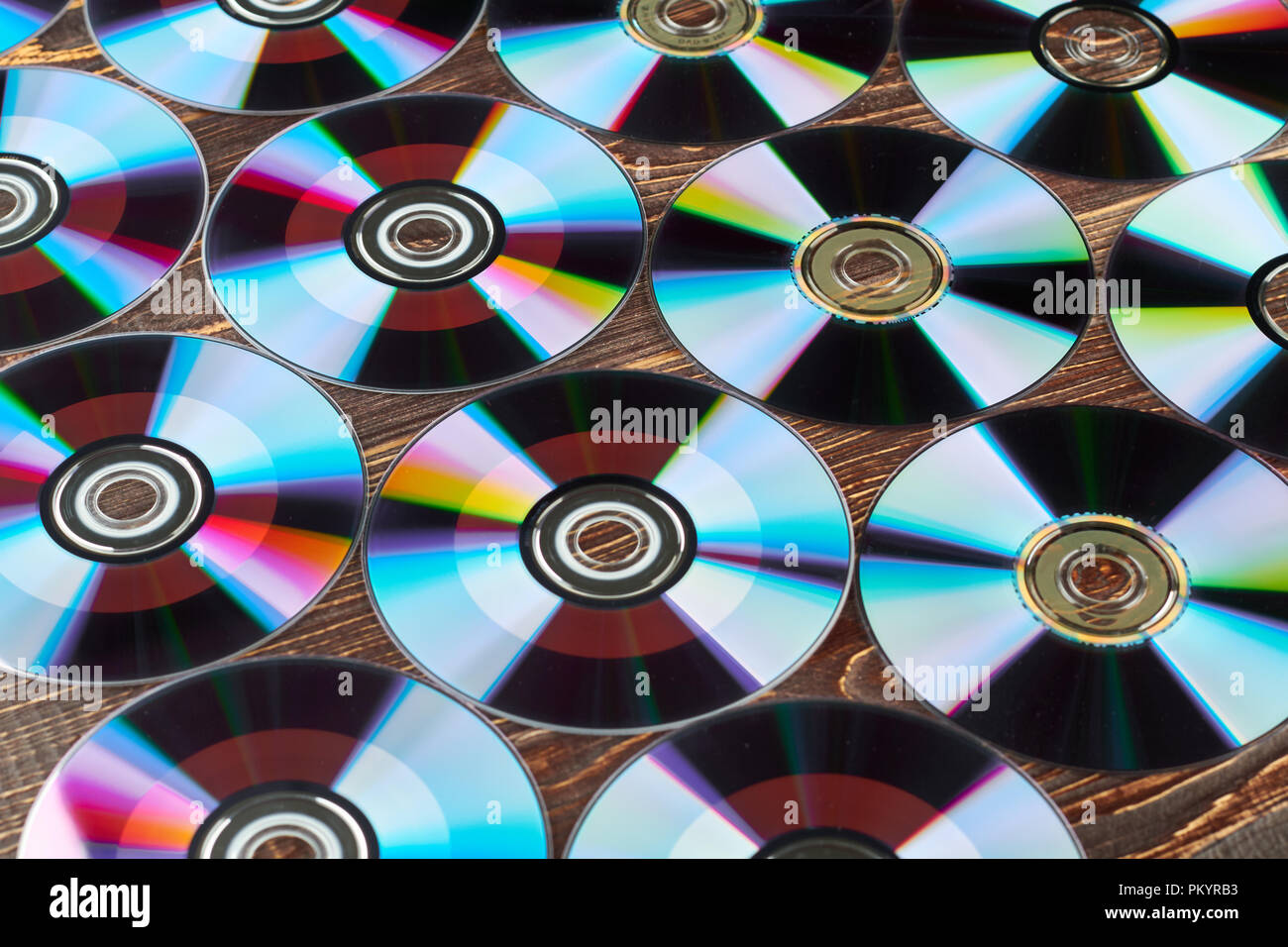 Background of colorful compact discs. Lots of colorful compact disks ...