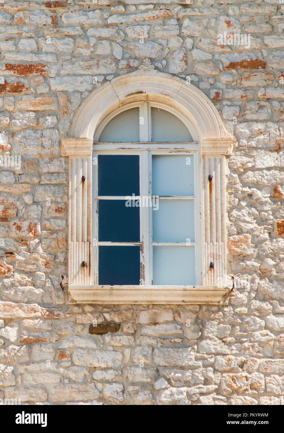 Windows on old traditional house in Sibenik, Croatia, facade details ...