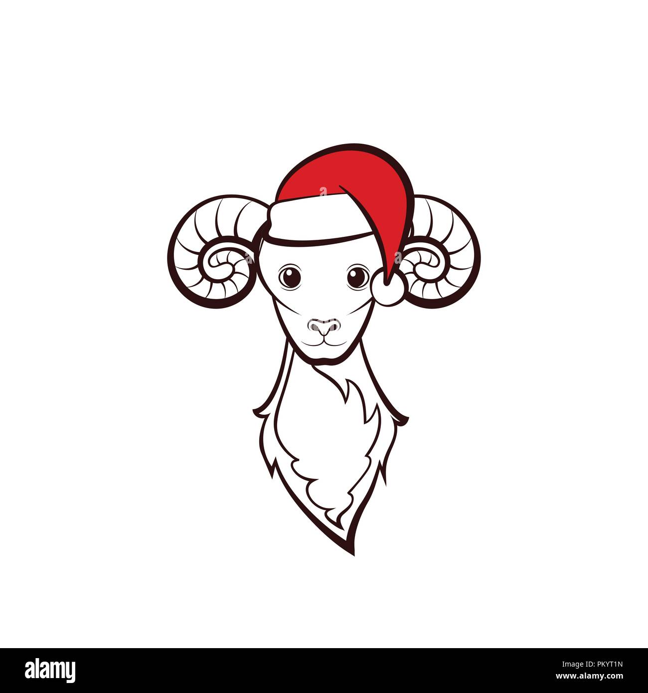 Head of a mutton. Vector illustration. Christmas animals Stock Vector ...