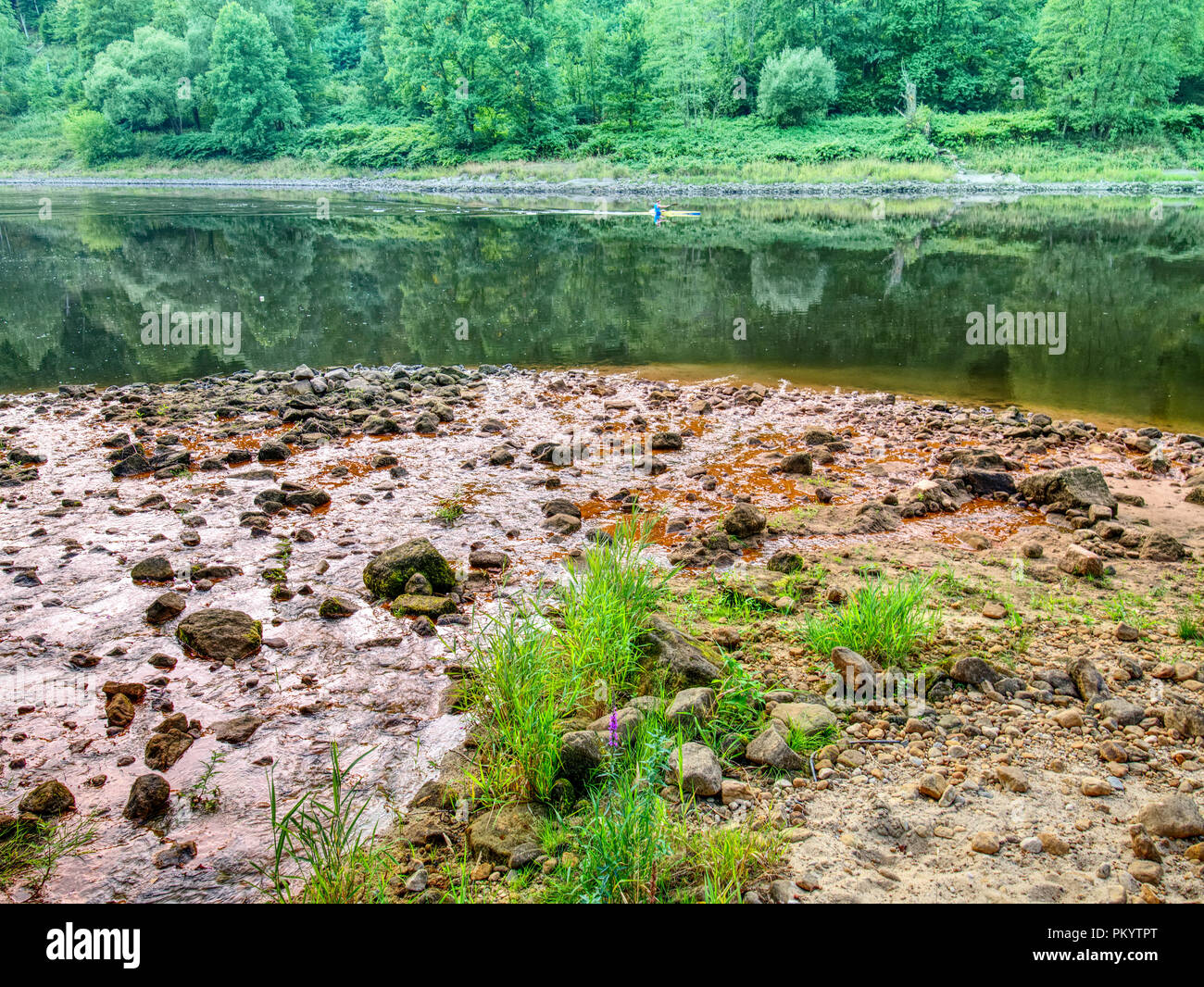 Low water level, empty river inflow. Muddy horrible smell water ...