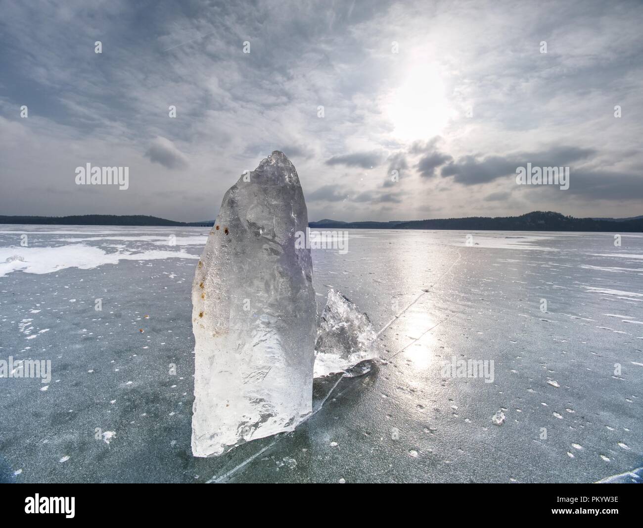 Pieces of glacier an ice shelf. Ice floating freely in open sea water ...