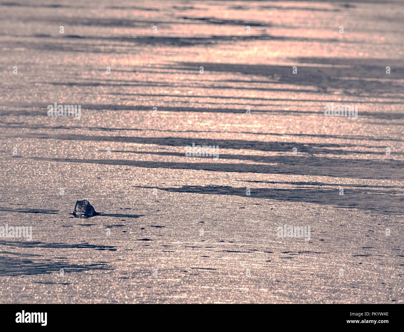Ice floe and frozen landscape background. Winter view, frost gound ...