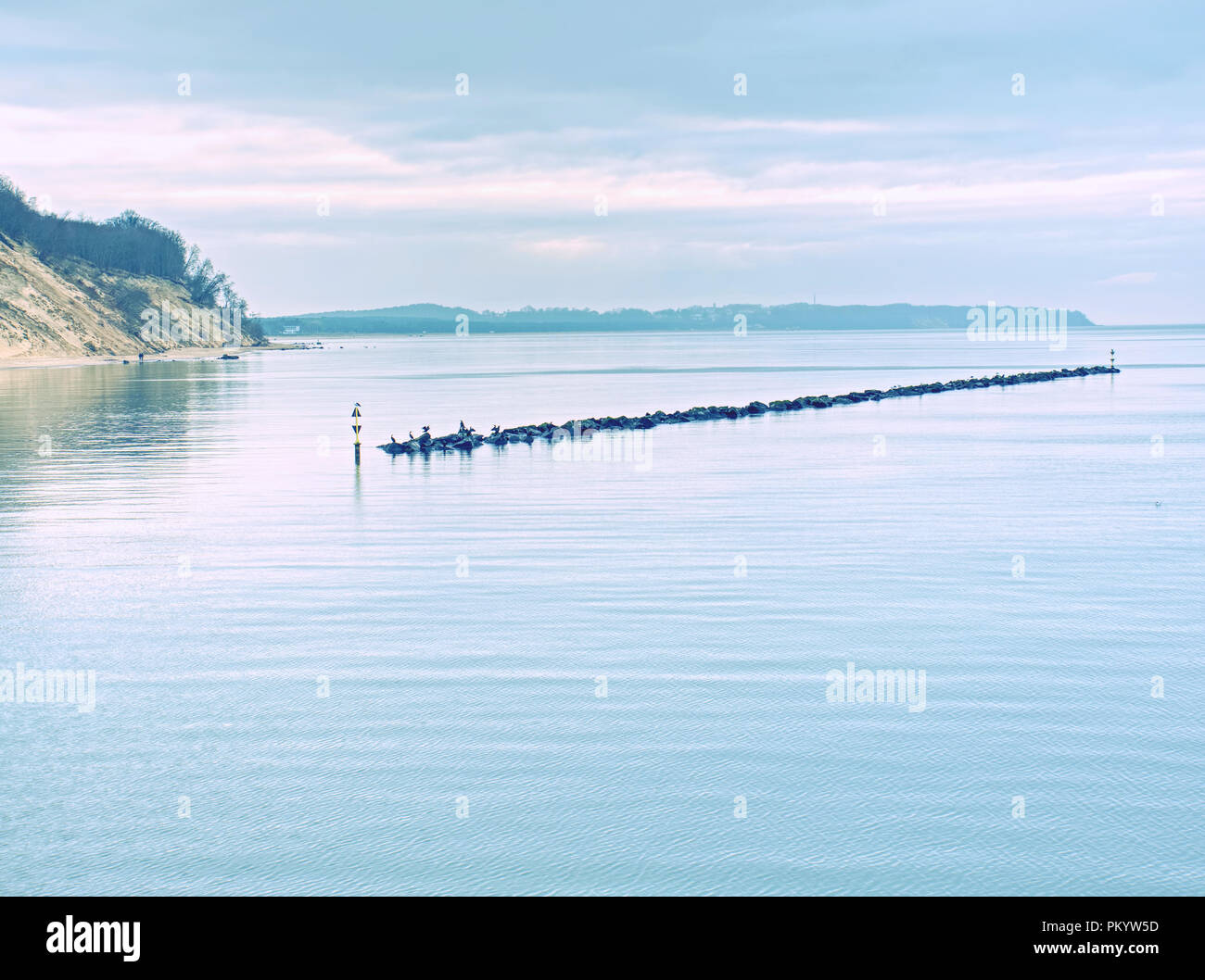 Wooden groynes and seawall hi-res stock photography and images - Alamy