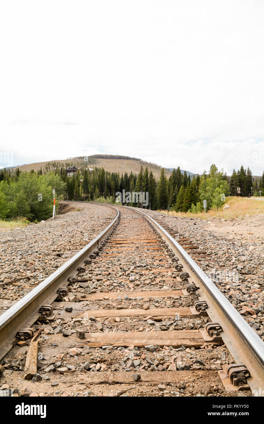 On the rail line, looking along the train track Stock Photo - Alamy