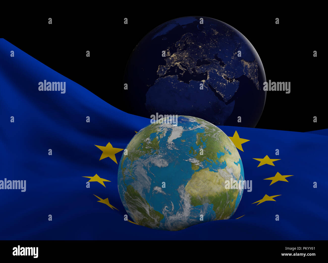 world focused on Europe at day and night. elements of this image ...