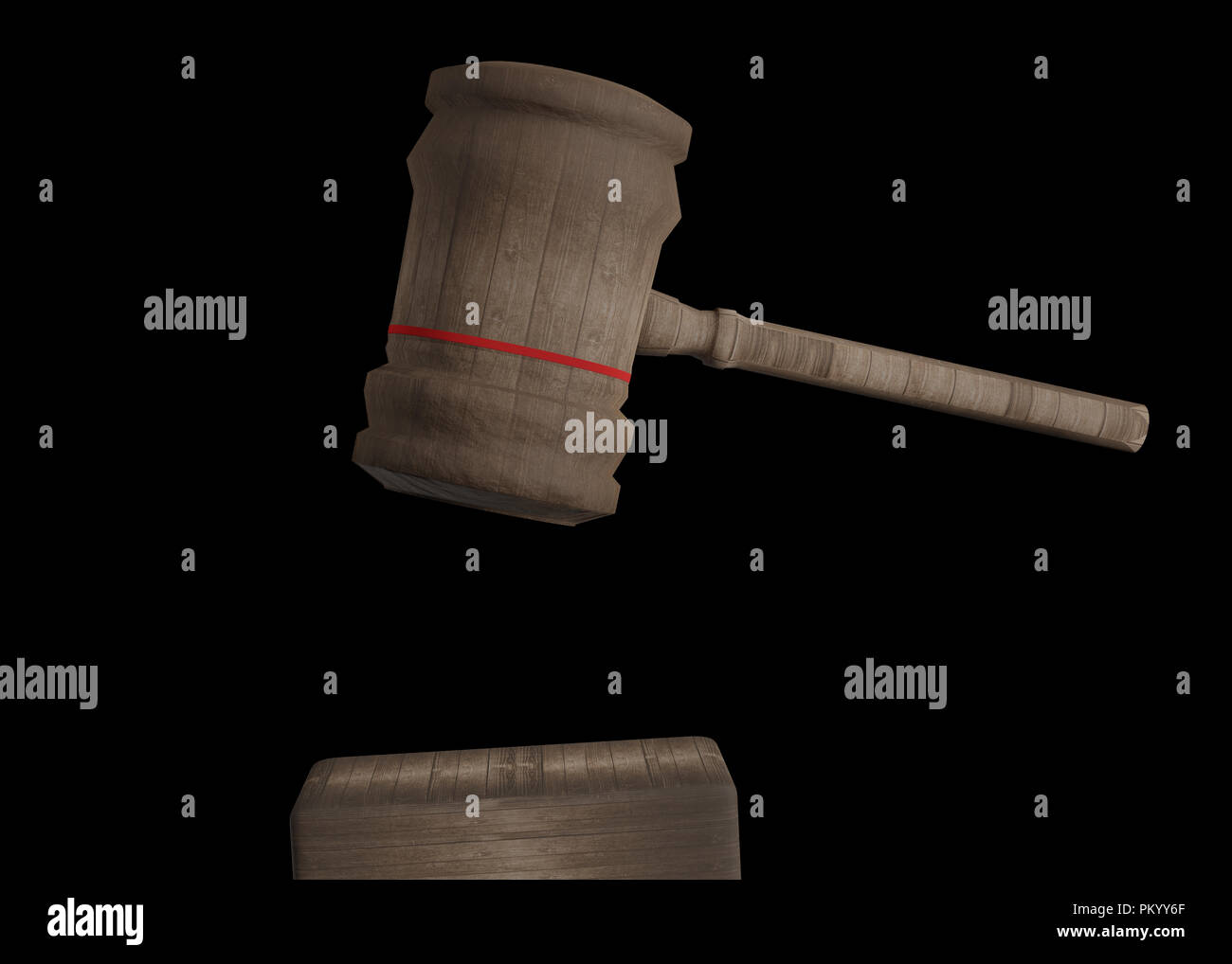wooden judge gavel 3D-Illustration Stock Photo - Alamy