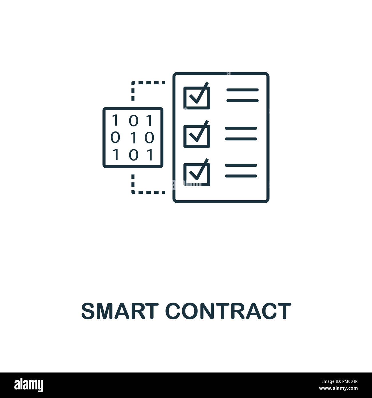 Smart Contract Outline Icon Monochrome Style Design From Crypto Currency Collection Ui Pixel
