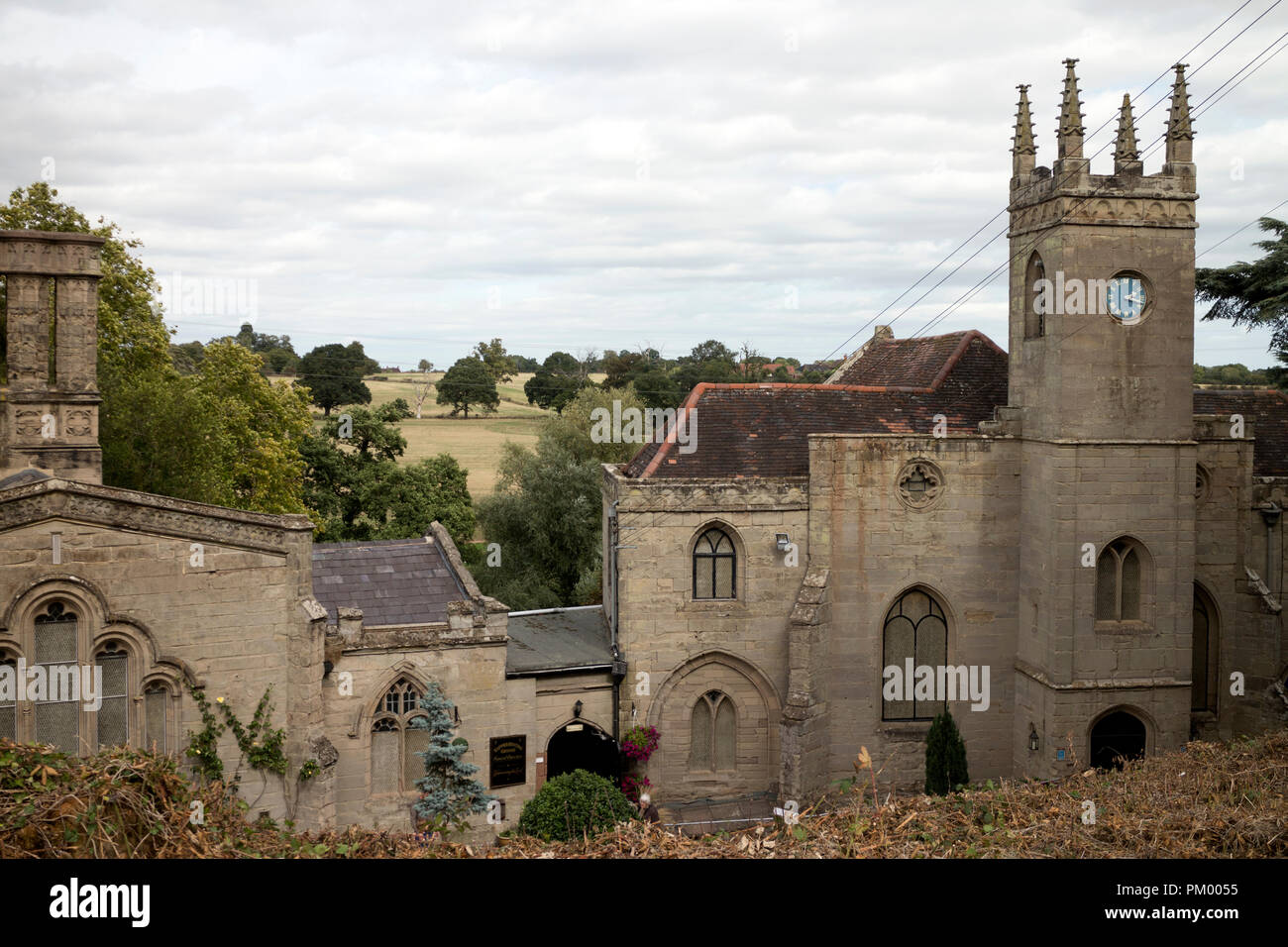 General view including St. Mary`s Chapel, Guy`s Cliffe House, Warwick ...