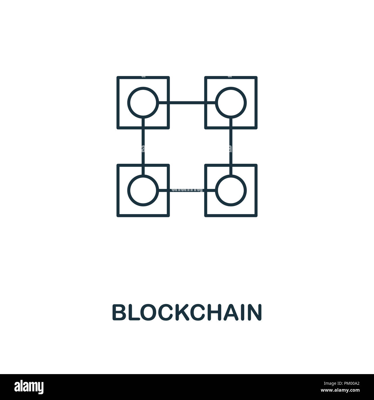 Blockchain outline icon. Monochrome style design from crypto currency ...