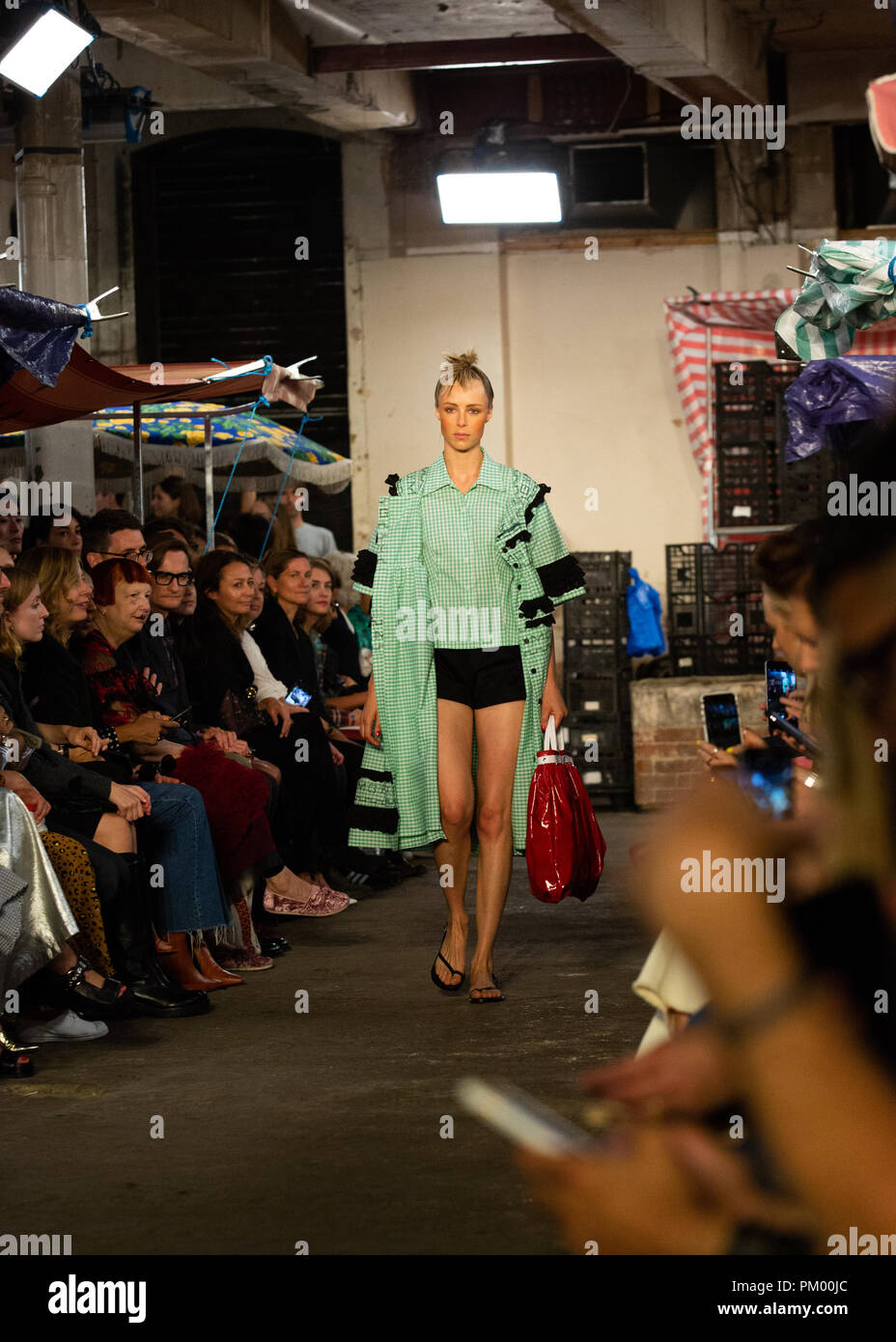 Model Edie Campbell on the catwalk at the Molly Goddard catwalk show ...