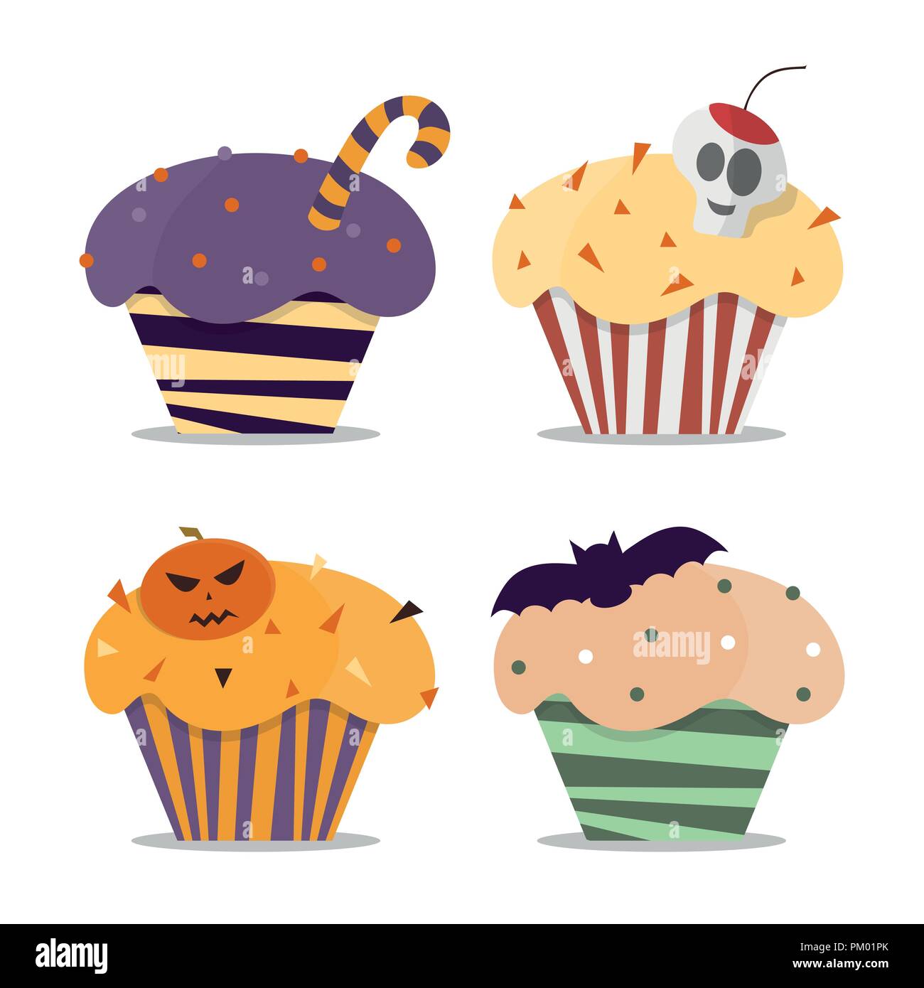 Cupcake happy halloween scary sweets. Vector cupcakes dessert food ...