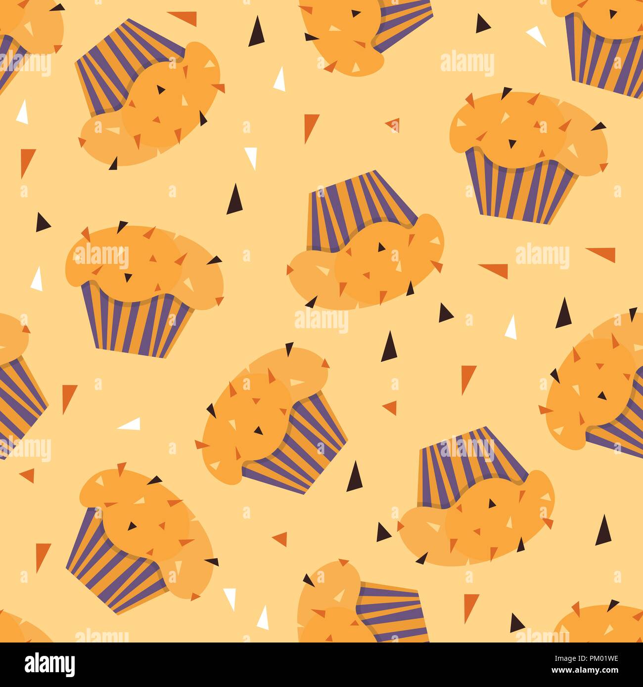 Cupcakes pattern illustration. Seamless print. Vector bakery background ...