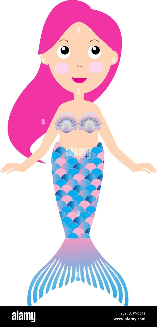 vector illustration of a cartoon pretty mermaid Stock Vector Image ...