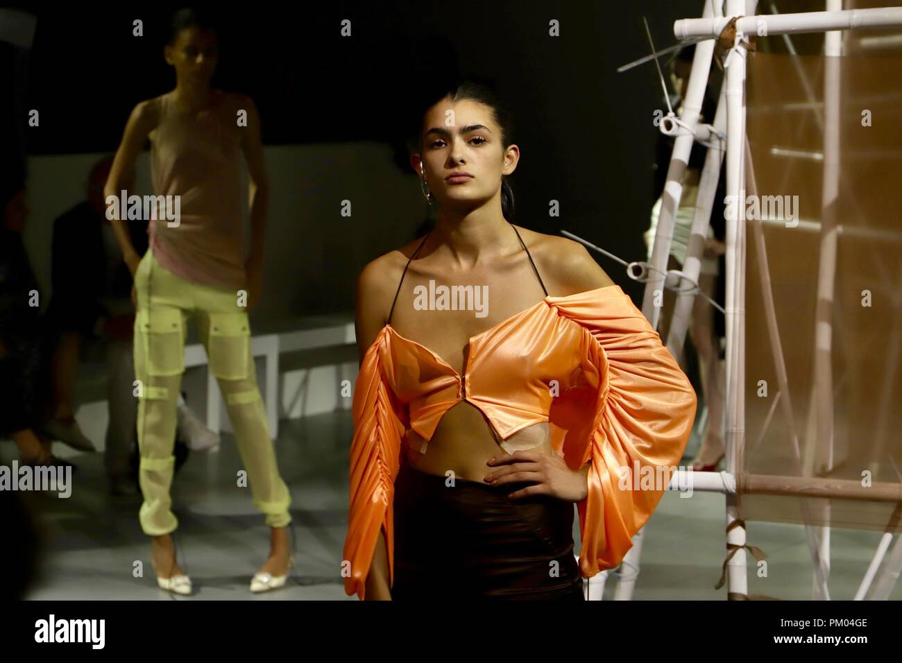 Models backstage during the Supriya Lele London Fashion Week SS19 show ...